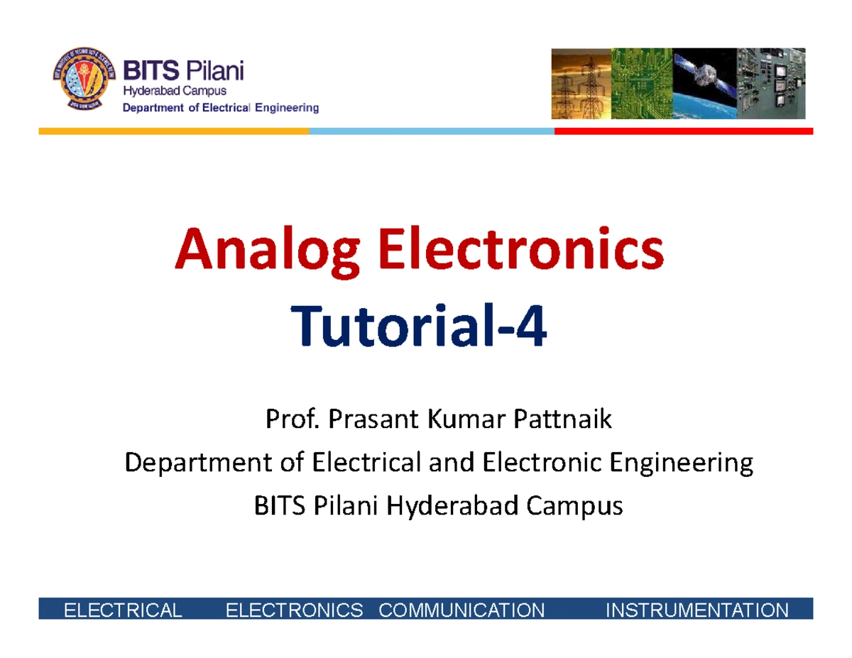 basic problems and solutions - Analog Electronics Tutorial- Prof ...
