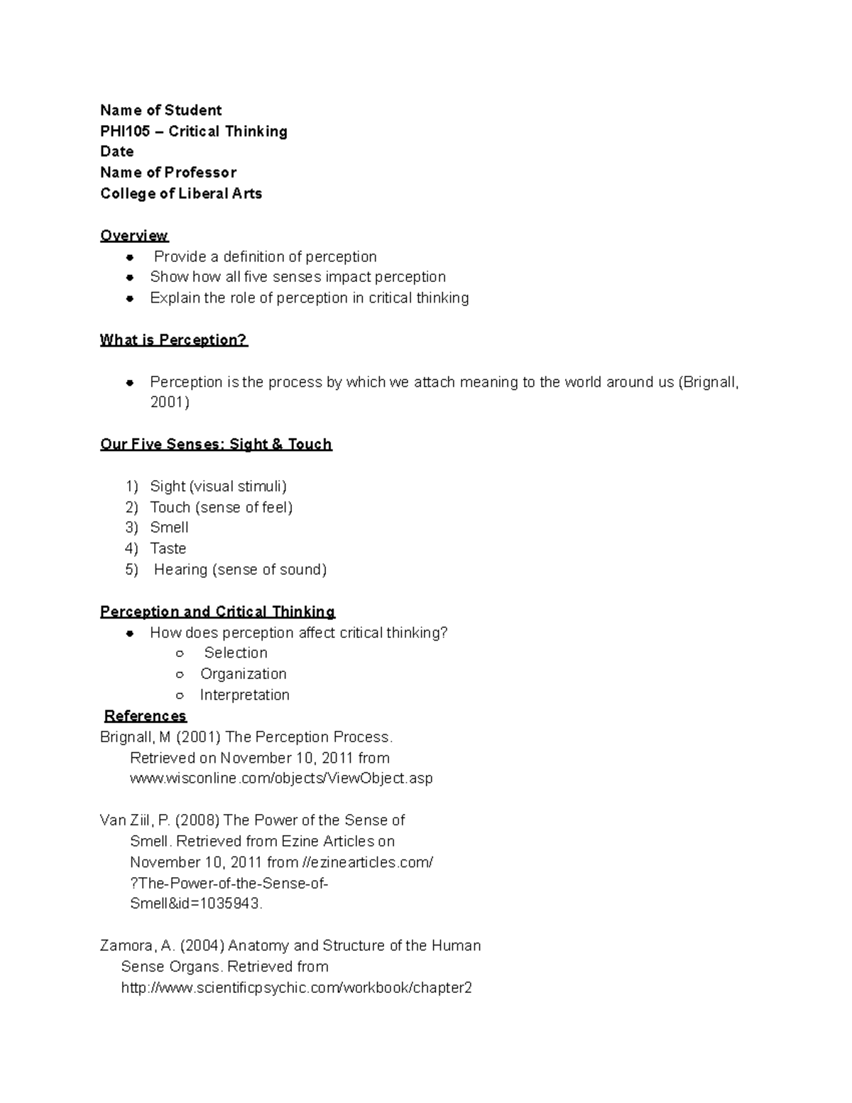 PHI-105.R_Critical Thinking & Perception Overview Presentation - Studocu