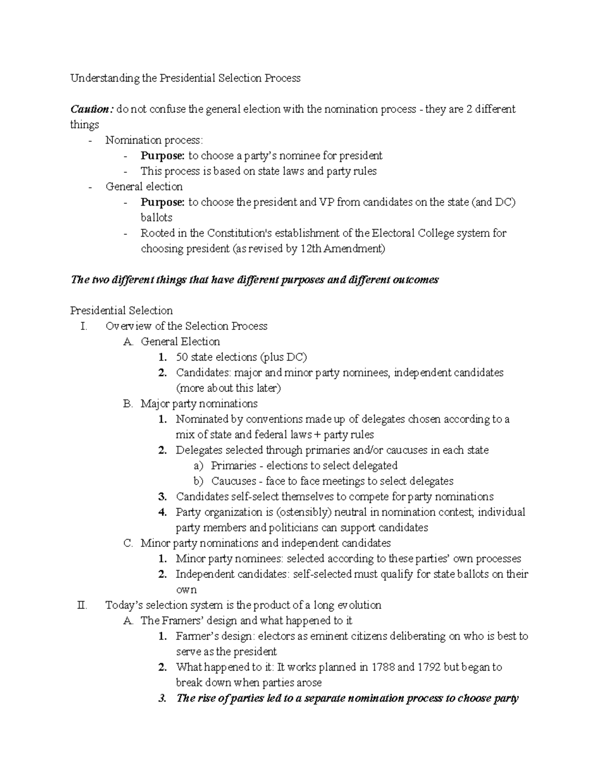 Understanding the Presidential Selection Process - Overview of the ...