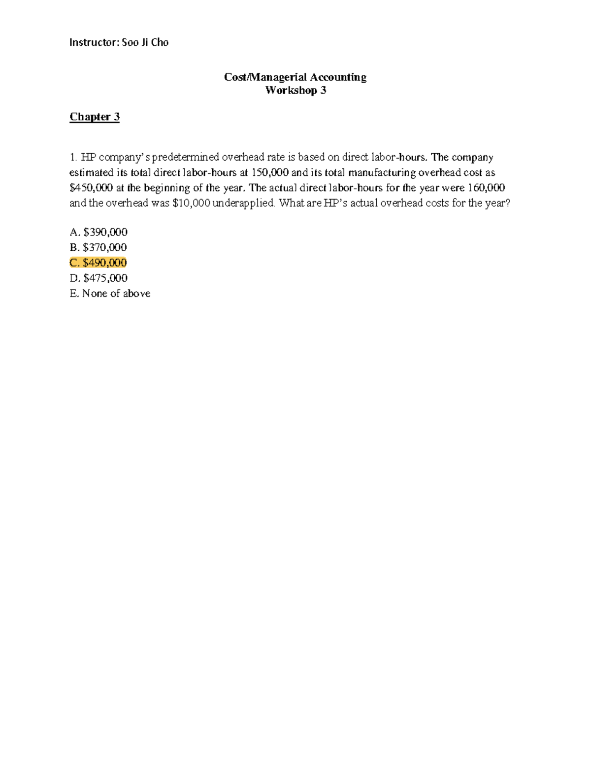 ACC 3200 Workshop 3 - Chapter 3 Notes and Practice Problems - Studocu