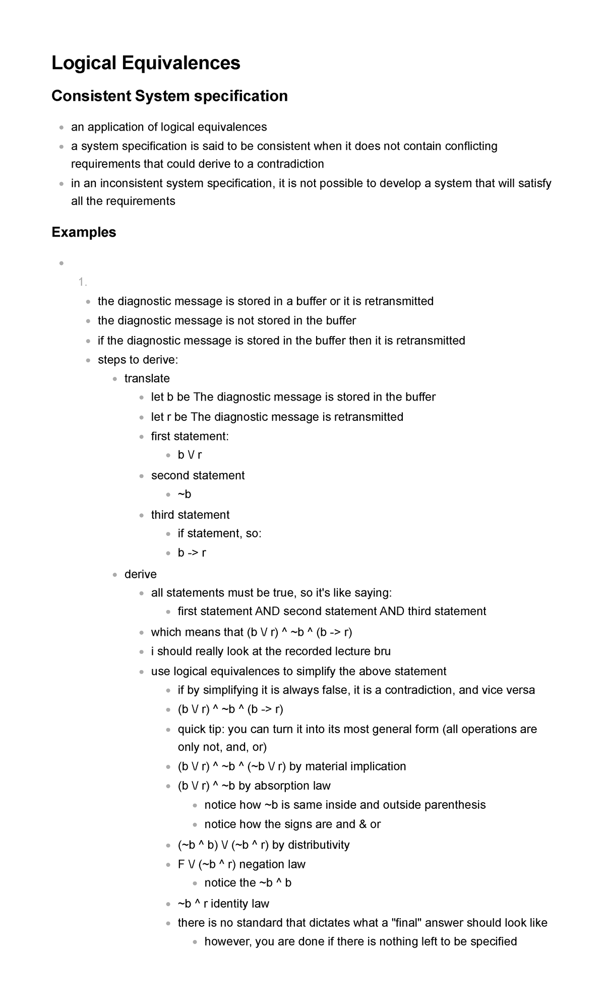 Logical Equivalences and Consistent Systems - CCDSTRU Notes - Studocu