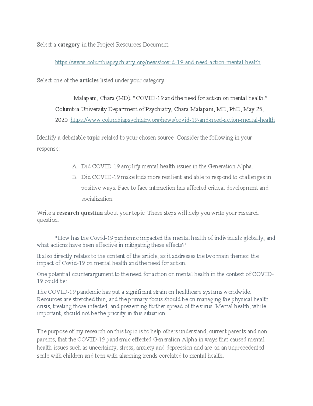 ENG 190 Module One Assignment - Select a category in the Project Resources Document. - Studocu