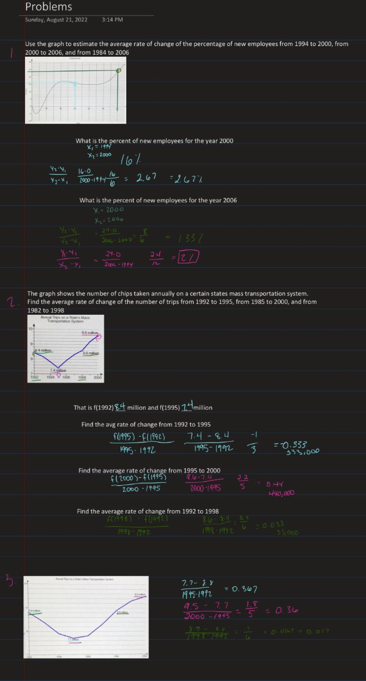 Average Rate of Change Problems - Math 101 Analysis - Studocu
