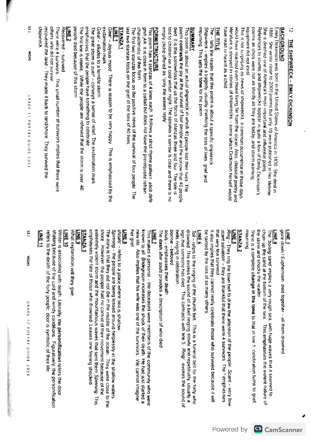 Analysis of Emily Dickinson's "The Shipwreck" - GRADE 12 Poetry Guide ...