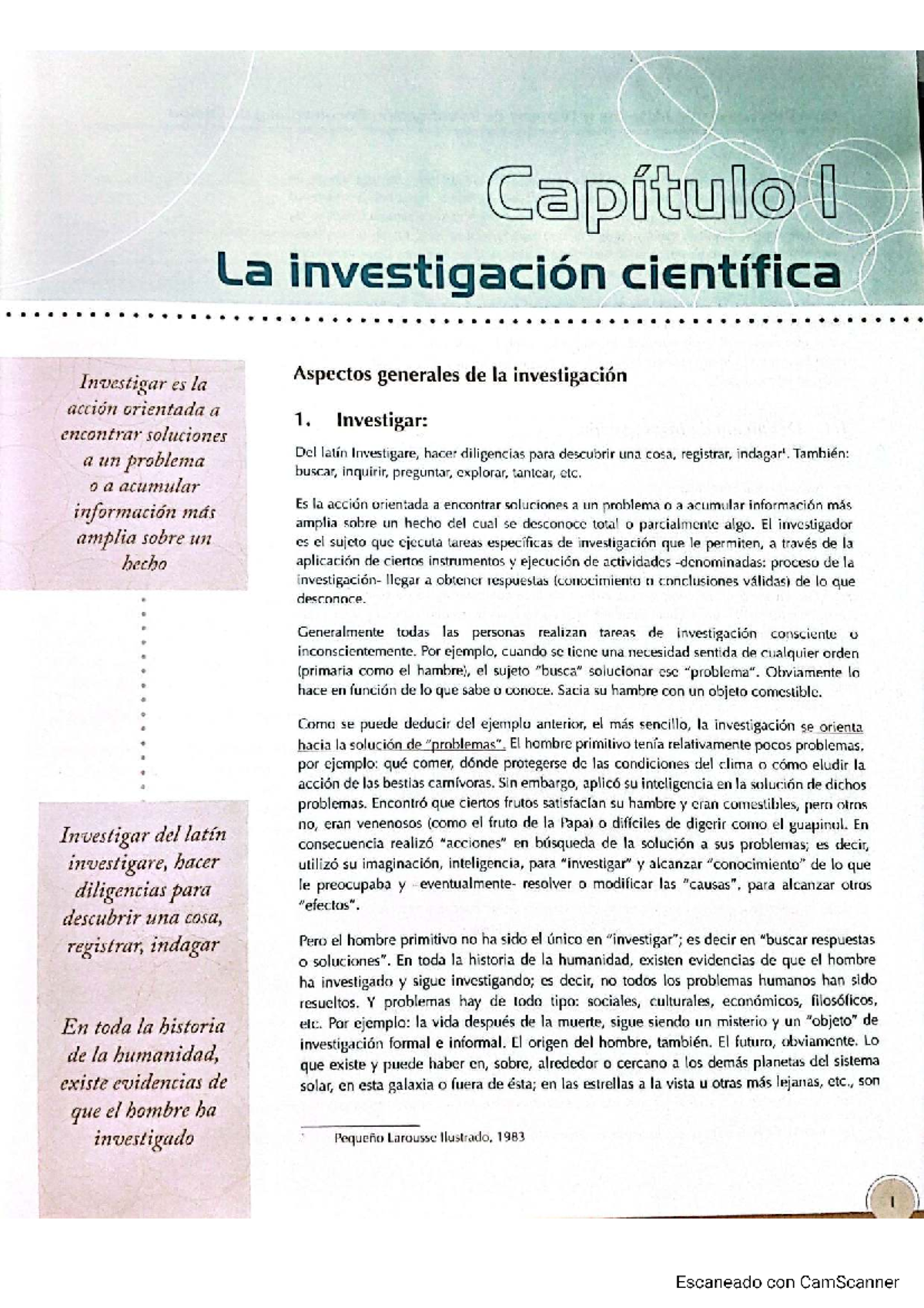 Capítulo 1: Aspectos Generales de la Investigación Científica (Técnicas de - Studocu