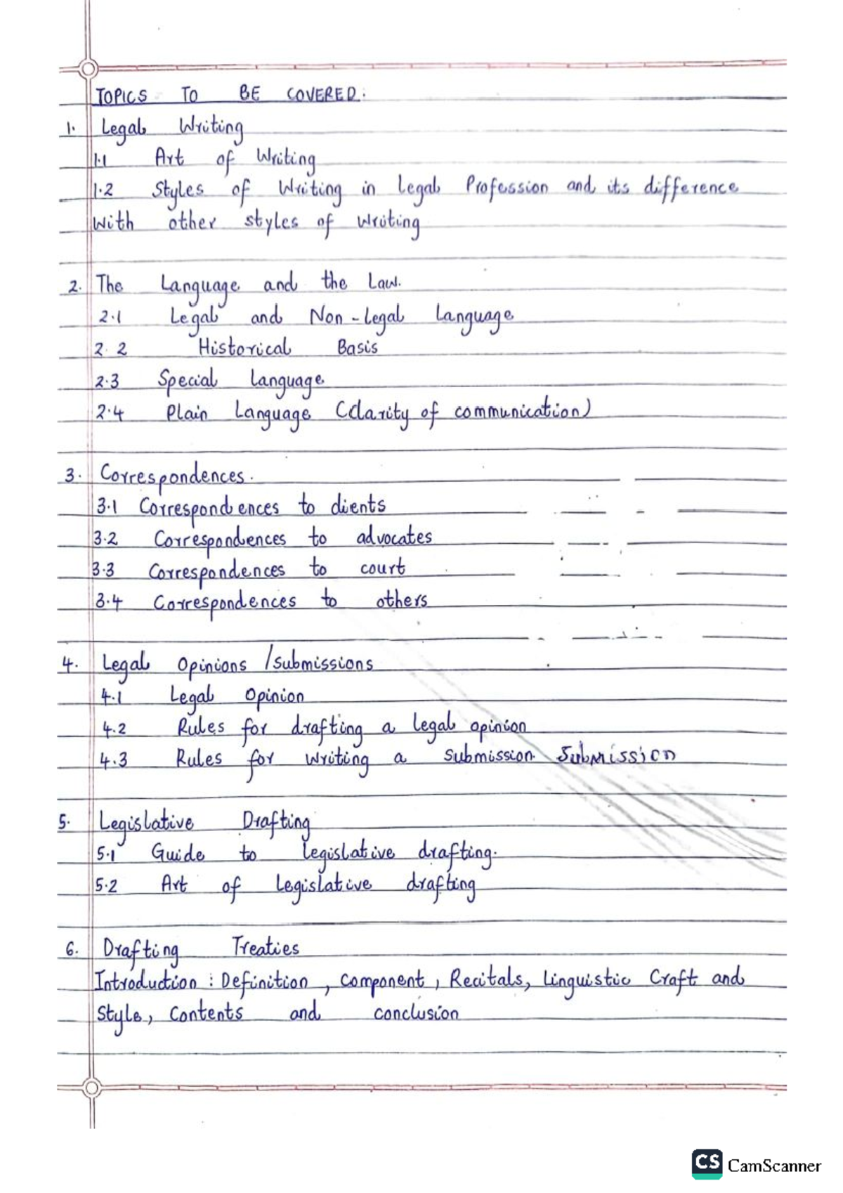 Legal Drafting Class Notes - 36th Cohort Activities & Topics - Studocu