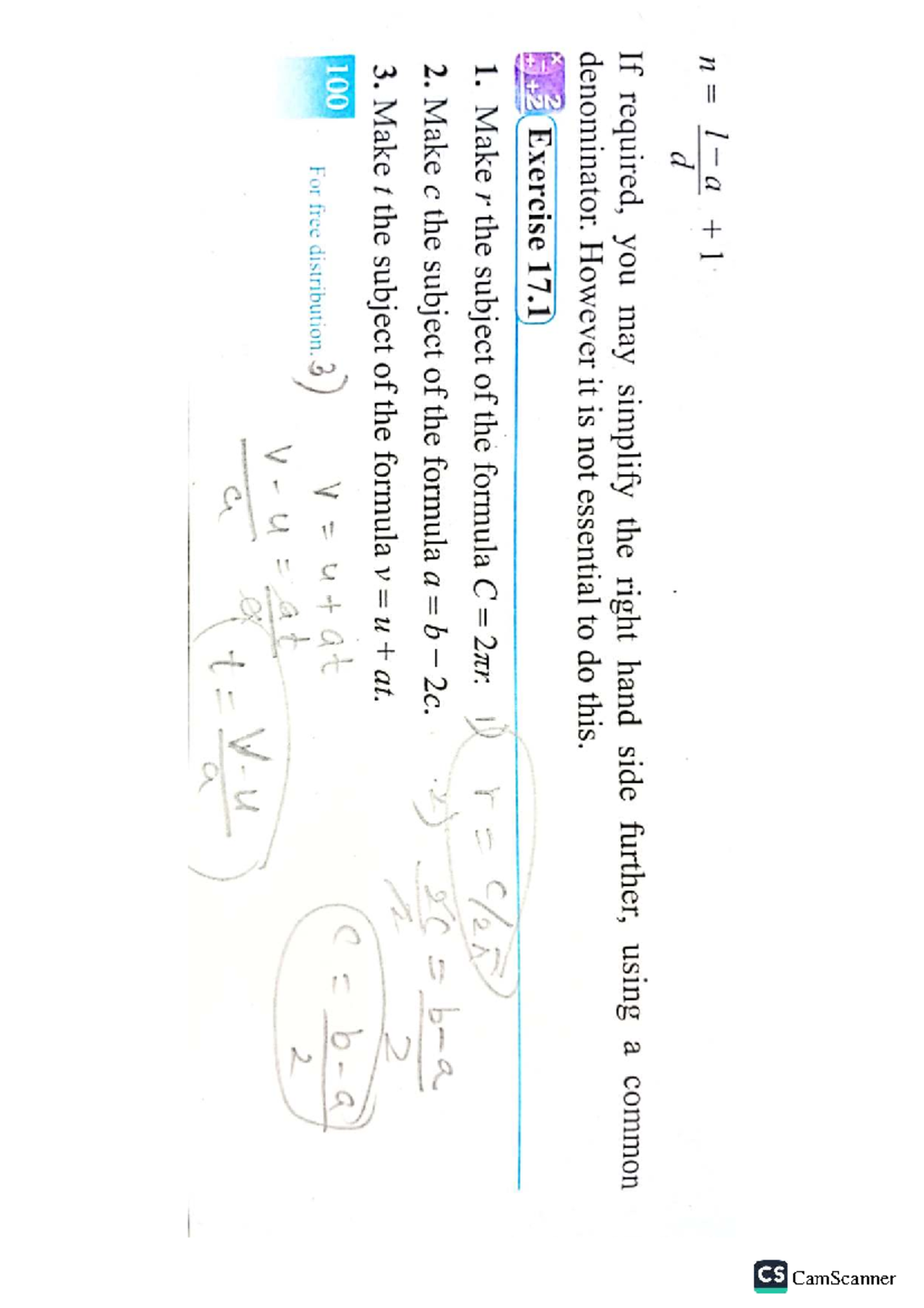 CS Grade 9 Lesson 17 Answers on Formula Rearrangement - Studocu