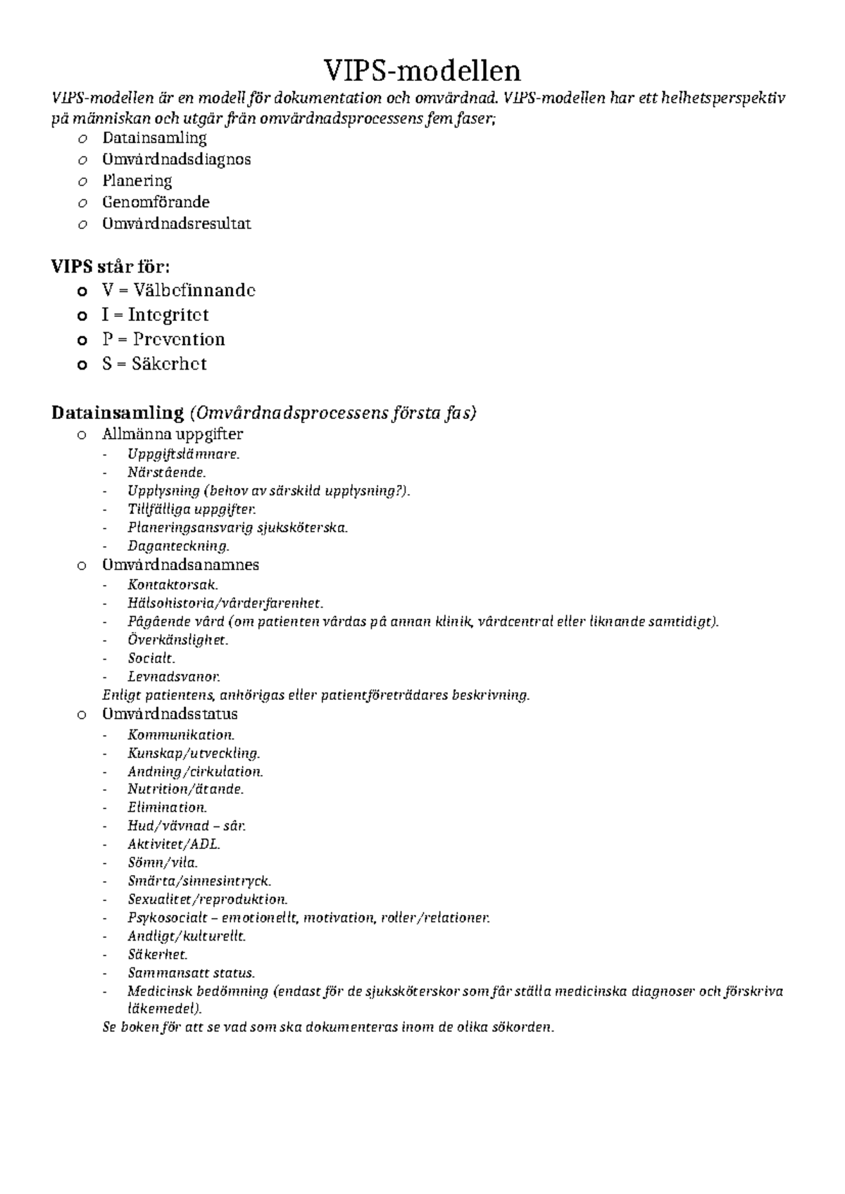 Föreläsning VIPS-modellen: Dokumentation och Omvårdnad i Fem Faser ...