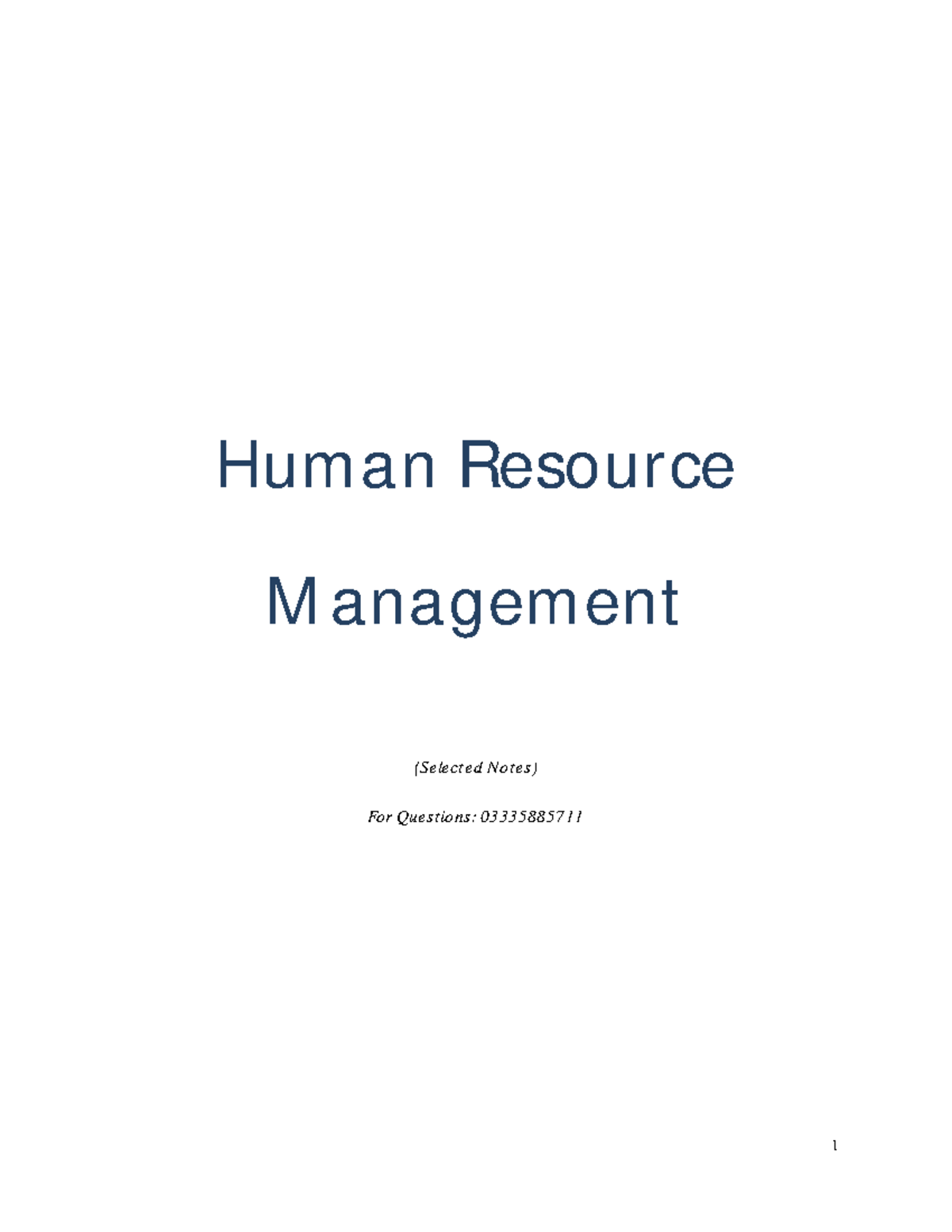 Human Resource Management (HRM) Comprehensive Notes for MBA - Studocu