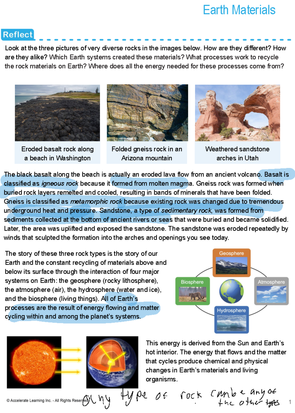 ES+Ch - Exploring the Rock Cycle and Earth Systems Through Rocks - Studocu