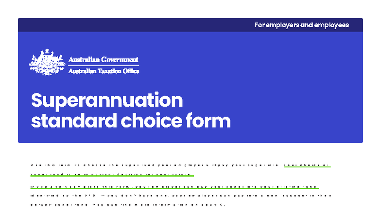 Super Choice Form - sasksa: Guide for Employers & Employees - Studocu