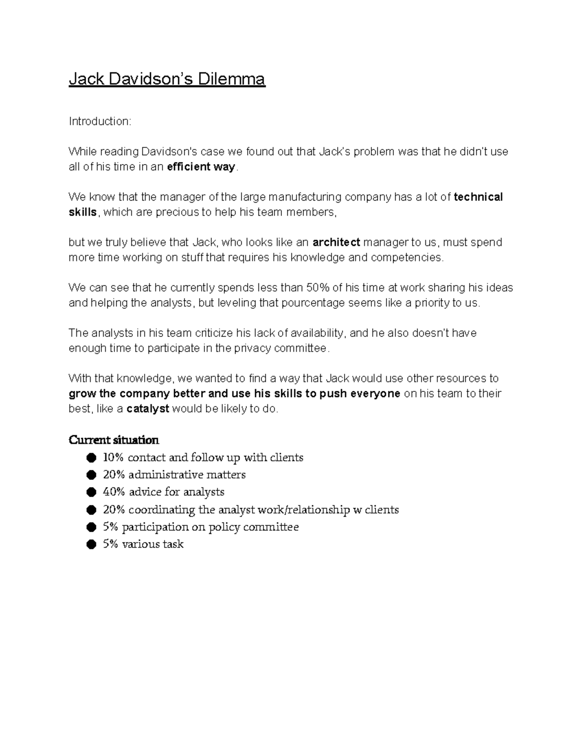 Davidson's Case Study: Jack's Time Management Dilemma (Week 3) - Studocu