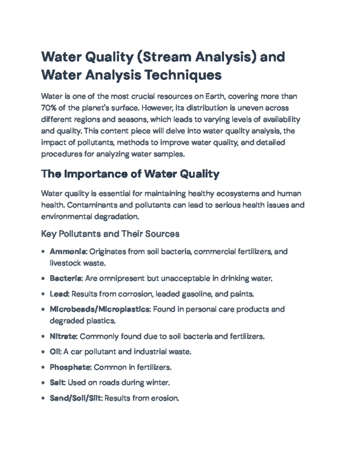 Water Quality Analysis and Techniques - Stream Analysis Insights ...