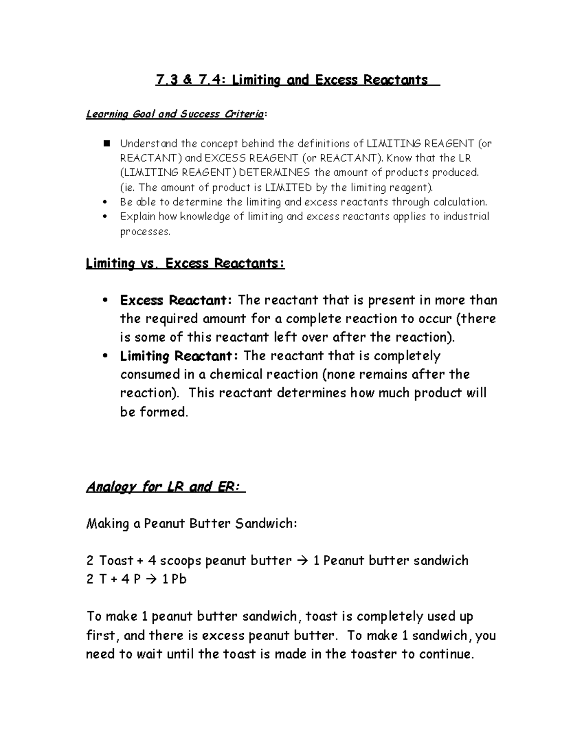 7.3 & 7.4: Understanding Limiting and Excess Reactants in Chemistry ...