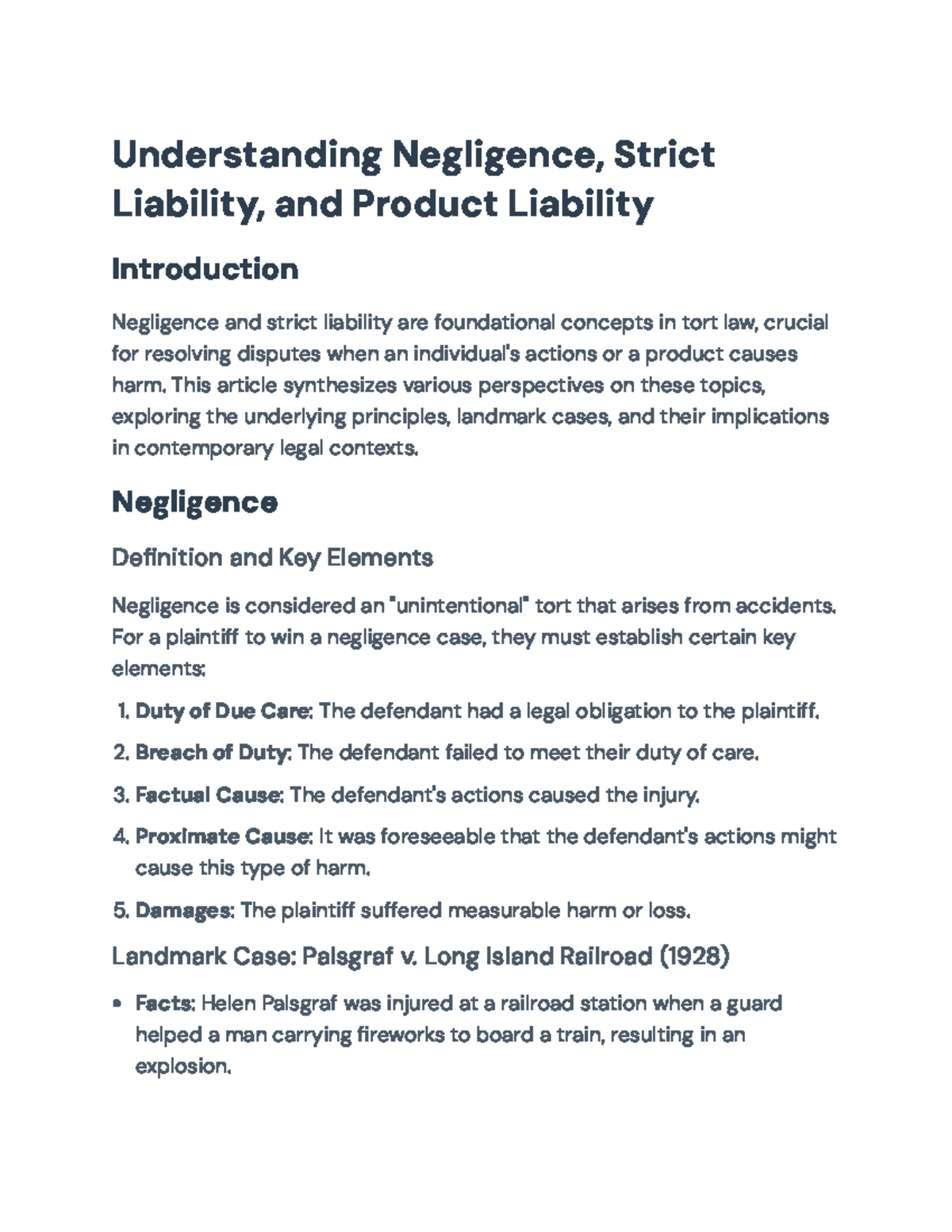 Understanding Negligence, Strict Liability & Product Liability in Tort ...
