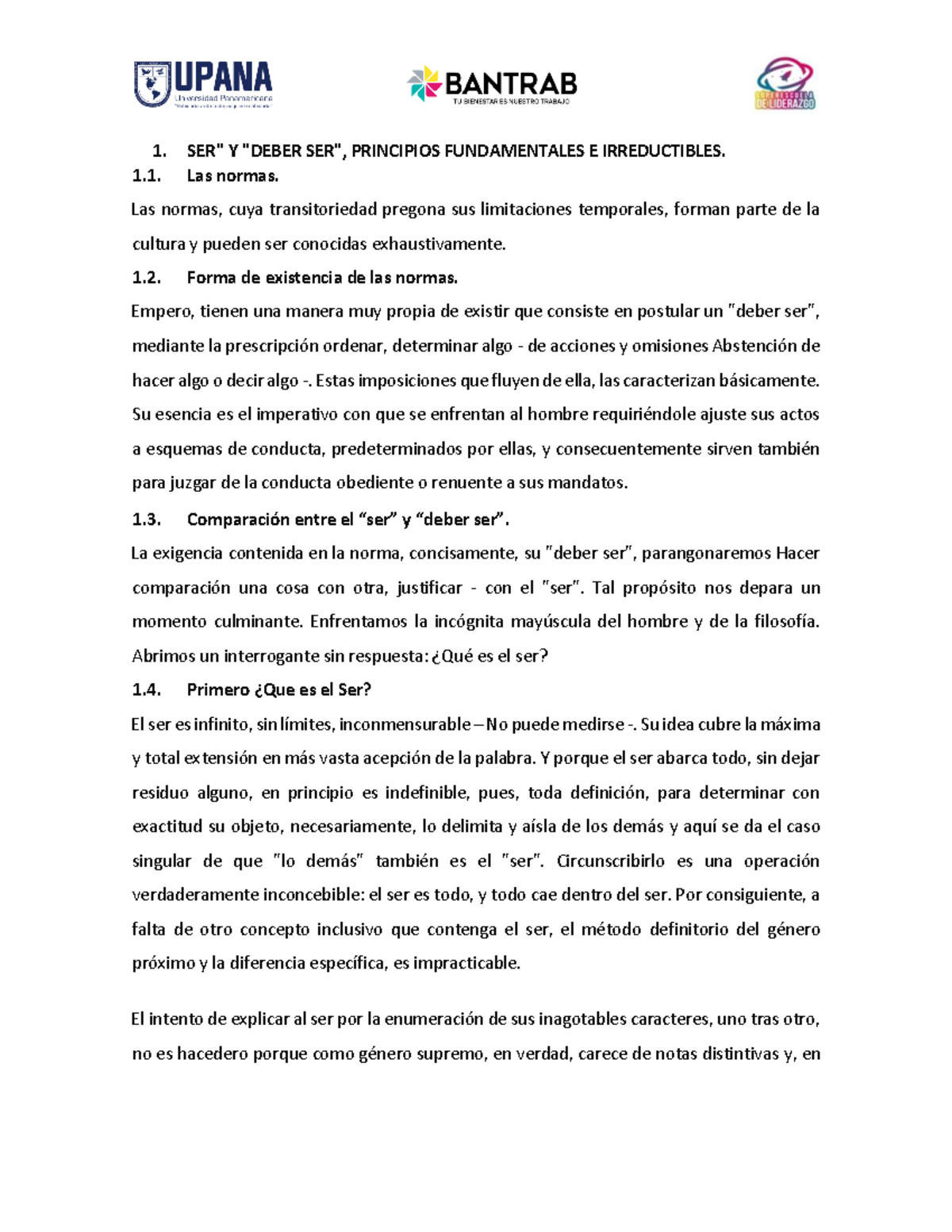 01.04 Ser y Deber Ser, Principios Fundamentales e Irreductibles - 1 ...
