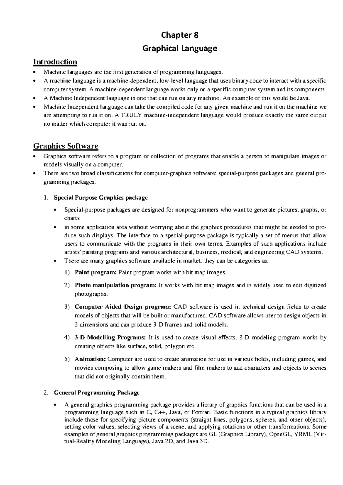 Chapter 8 - Computer Graphics Overview for PoU Course - Studocu