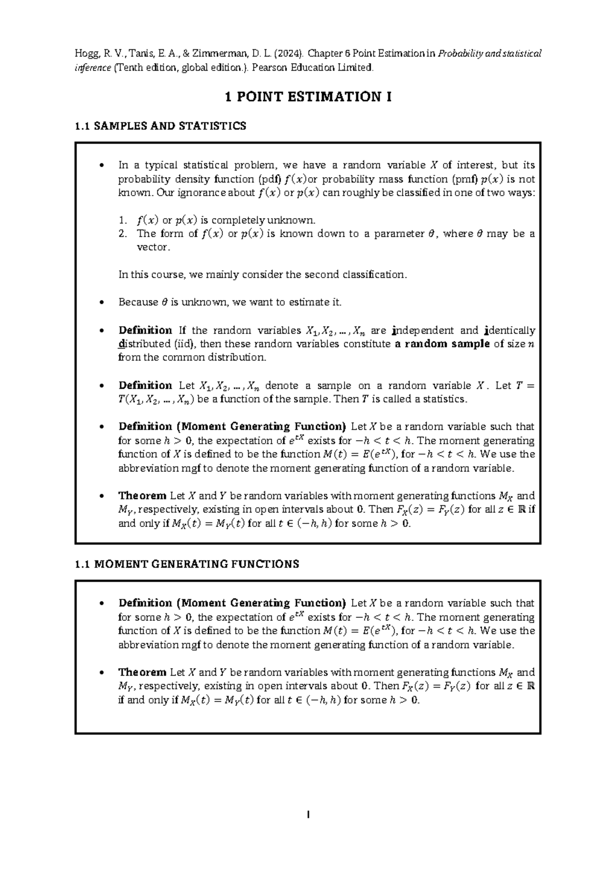 Chapter 6 point estimation in probability and statistical inference ...
