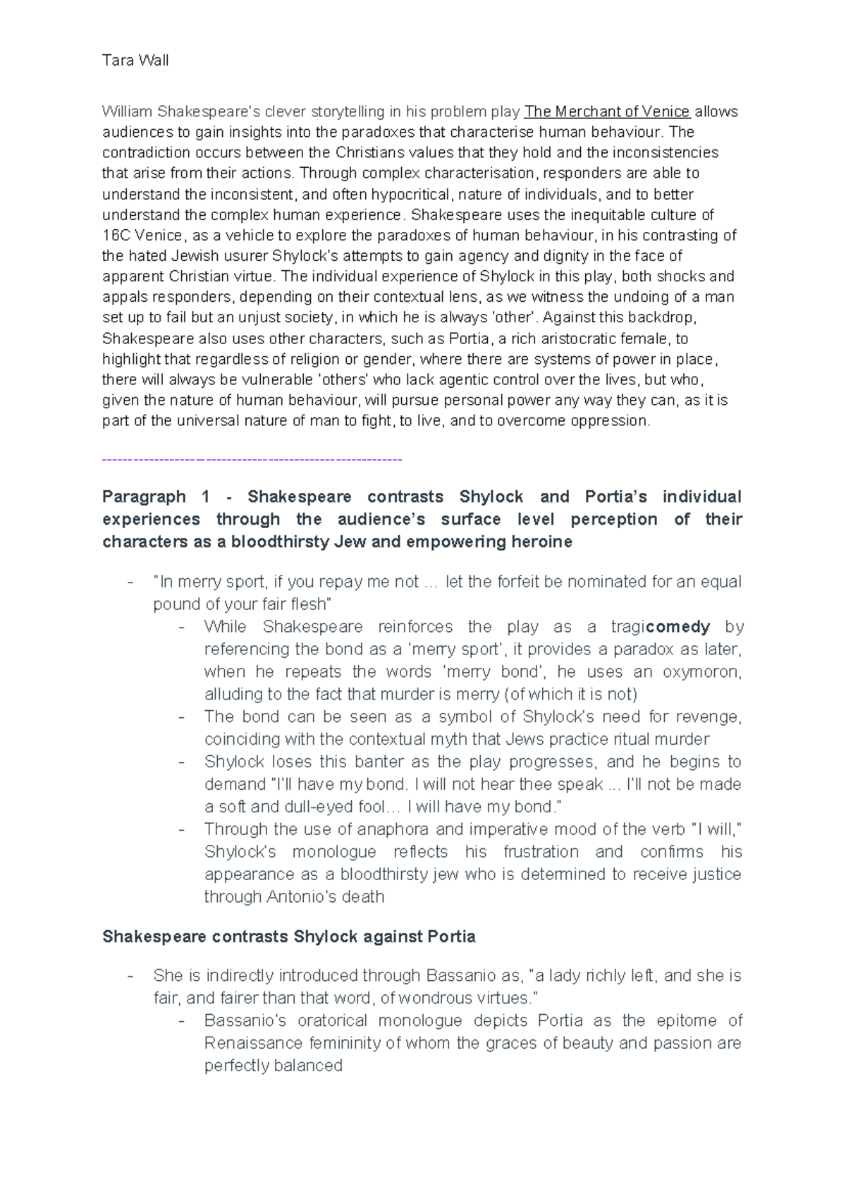 ENG1001 - Common Module Thesis: Exploring Paradoxes in The Merchant of ...