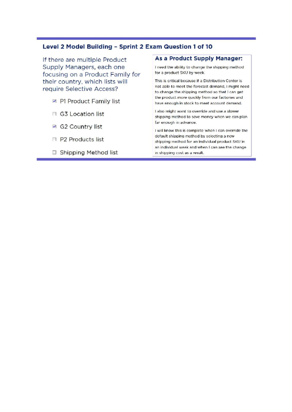 Level 2 Model Building Sprint 2 Exam: Shipping Method Changes - Studocu