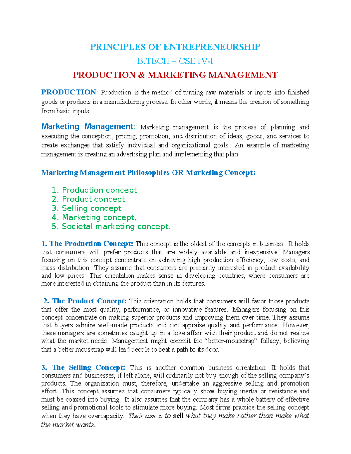 PE UNIT 4 - Unit 4 - PRINCIPLES OF ENTREPRENEURSHIP B – CSE IV-I ...