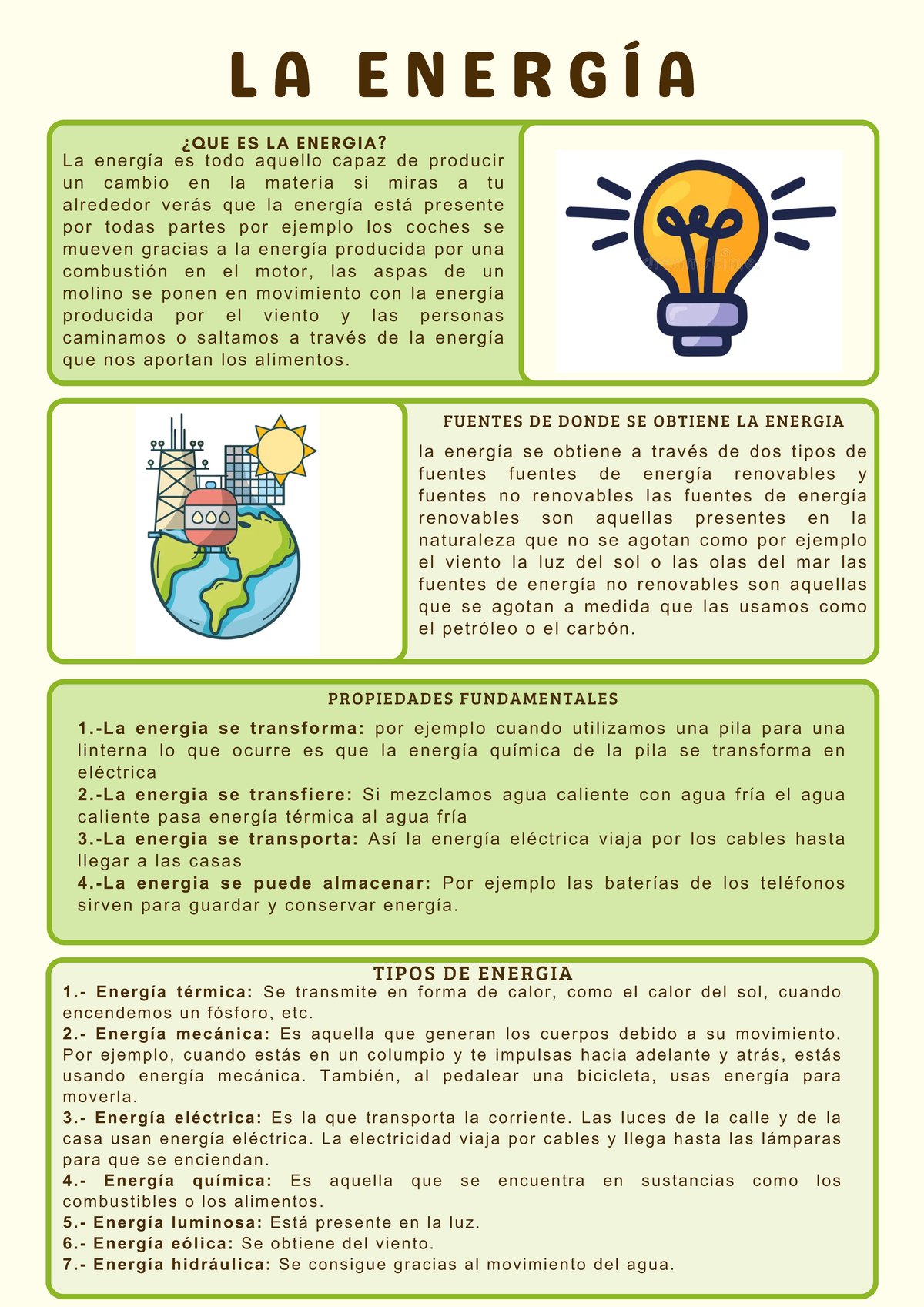 Fichas sobre la Energía: Tipos y Propiedades Fundamentales - Studocu
