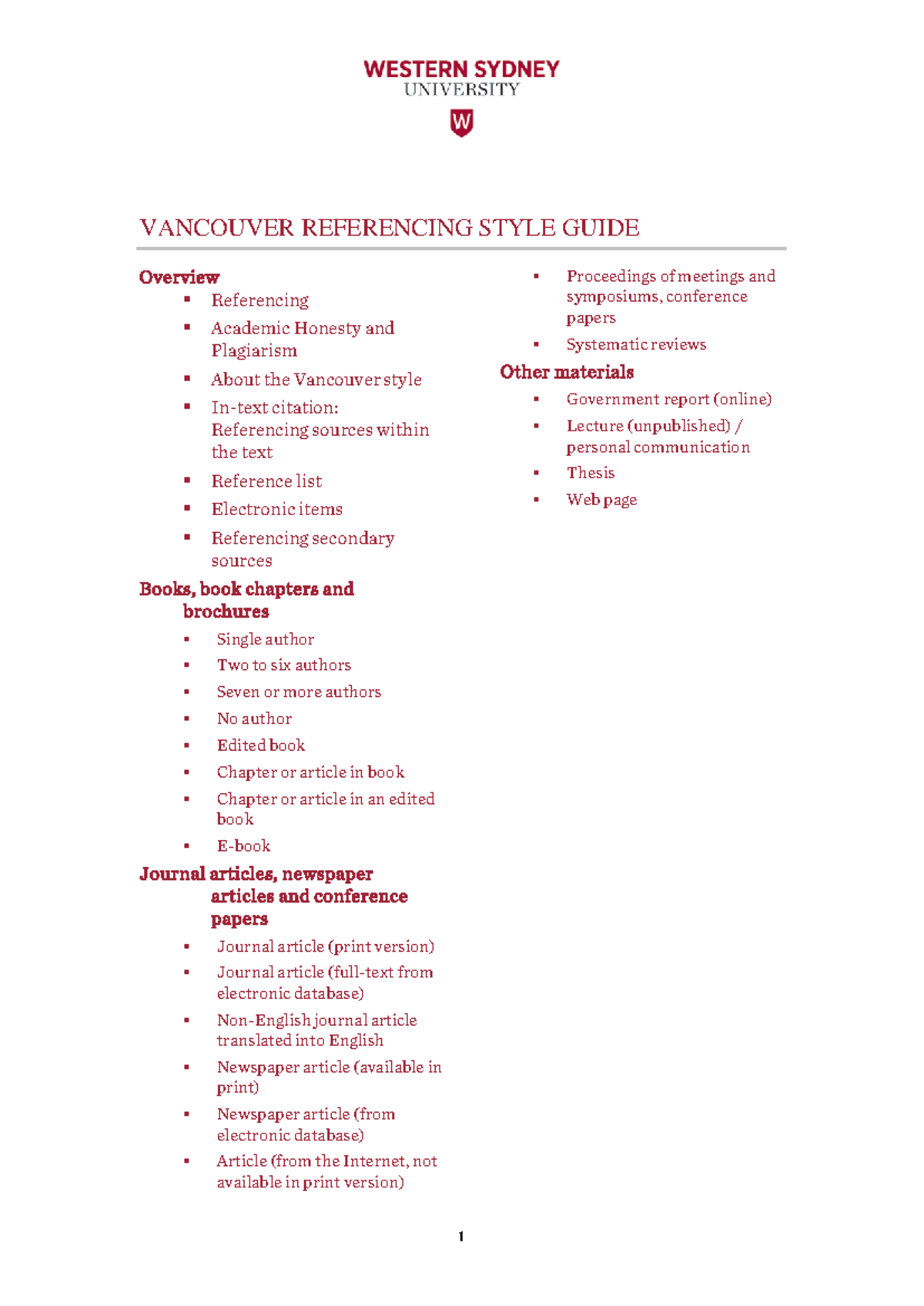 Vancouver citation Style - Citing and Referencing - 1 VANCOUVER ...