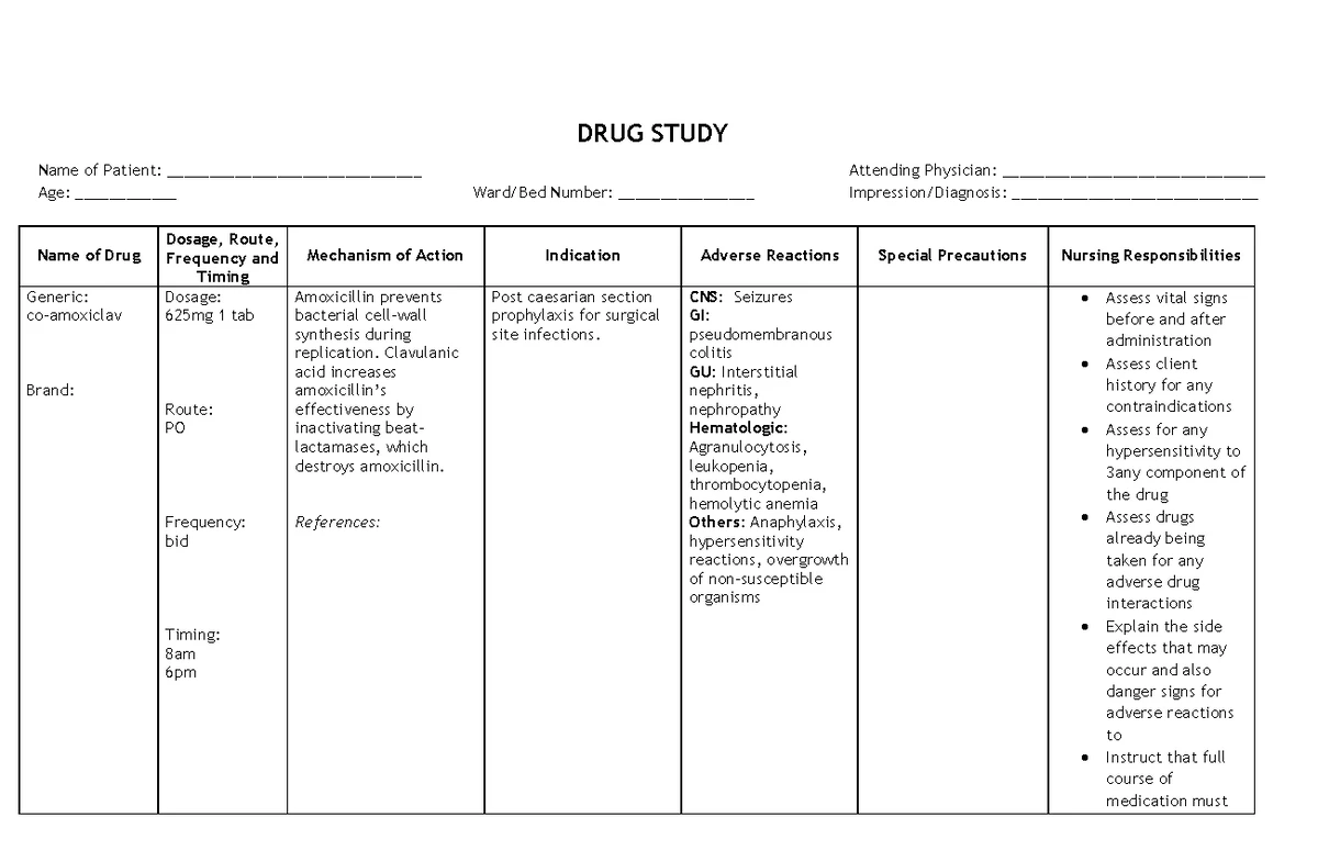 Omeprazole Drug Study - DRUG STUDY Name of Patient: Age: Name of Drug ...