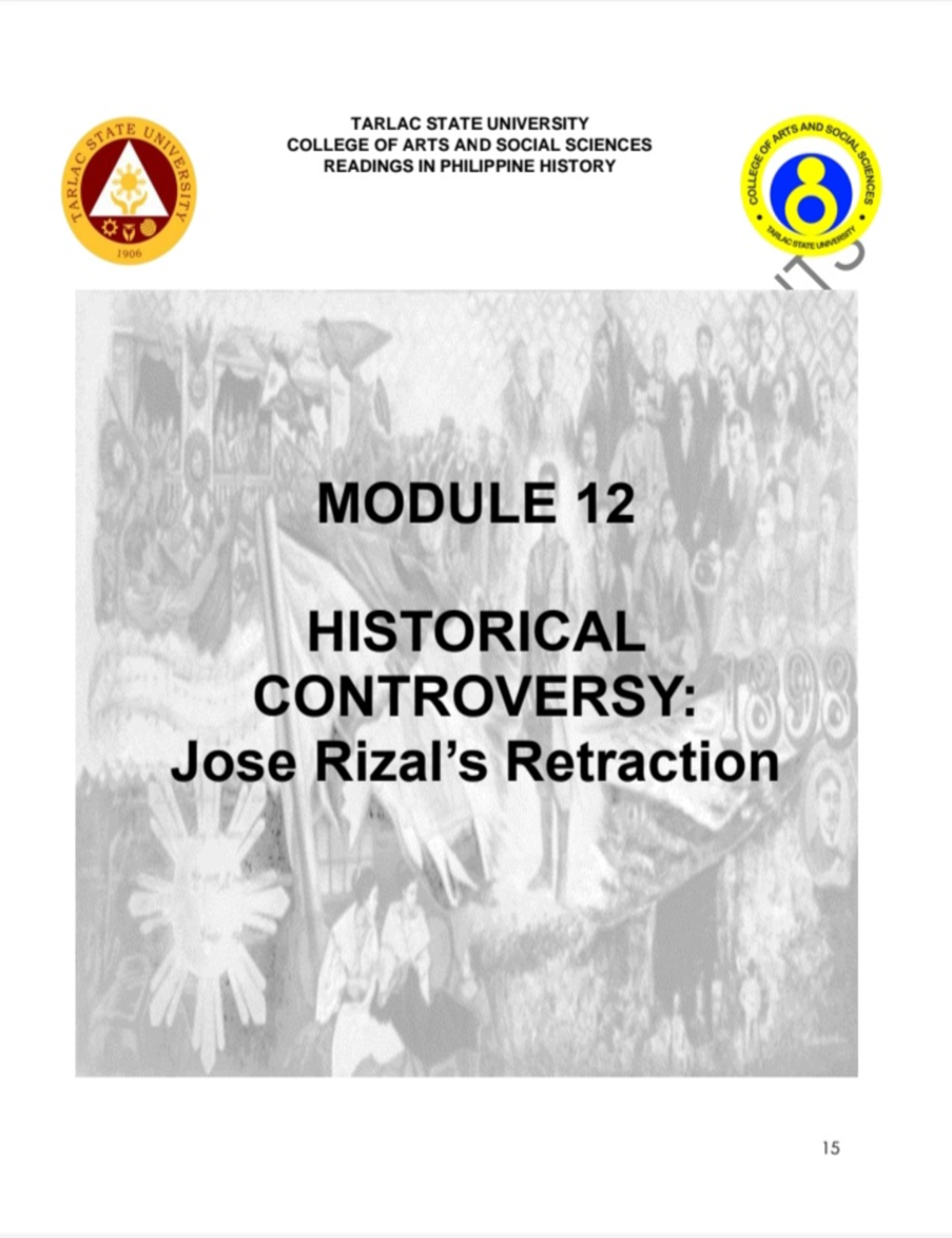 TSU ASS 1906 Module 12: Historical Controversy on Rizal's Retraction ...