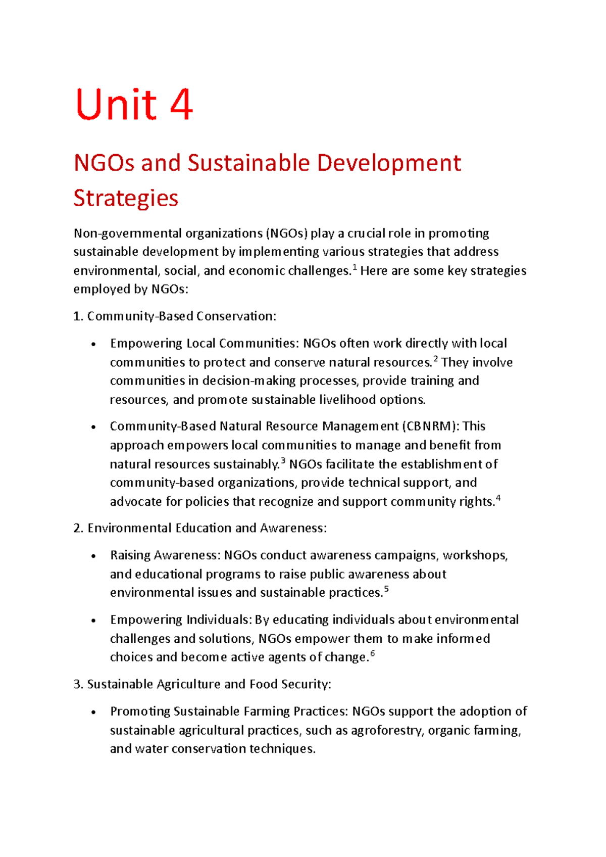 NGO - ...... - Unit 4 NGOs and Sustainable Development Strategies Non ...