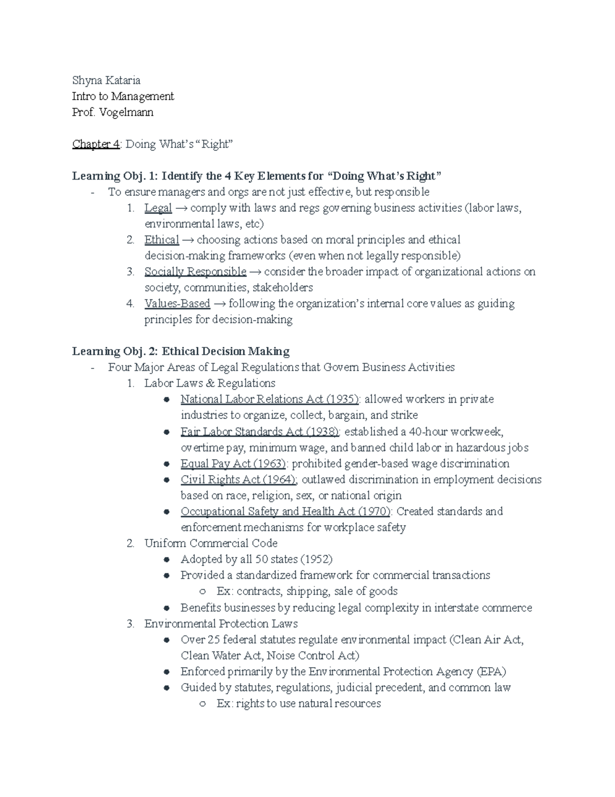 Intro to Mgmt. - Chp. 4: Key Elements of Ethical Decision Making - Studocu
