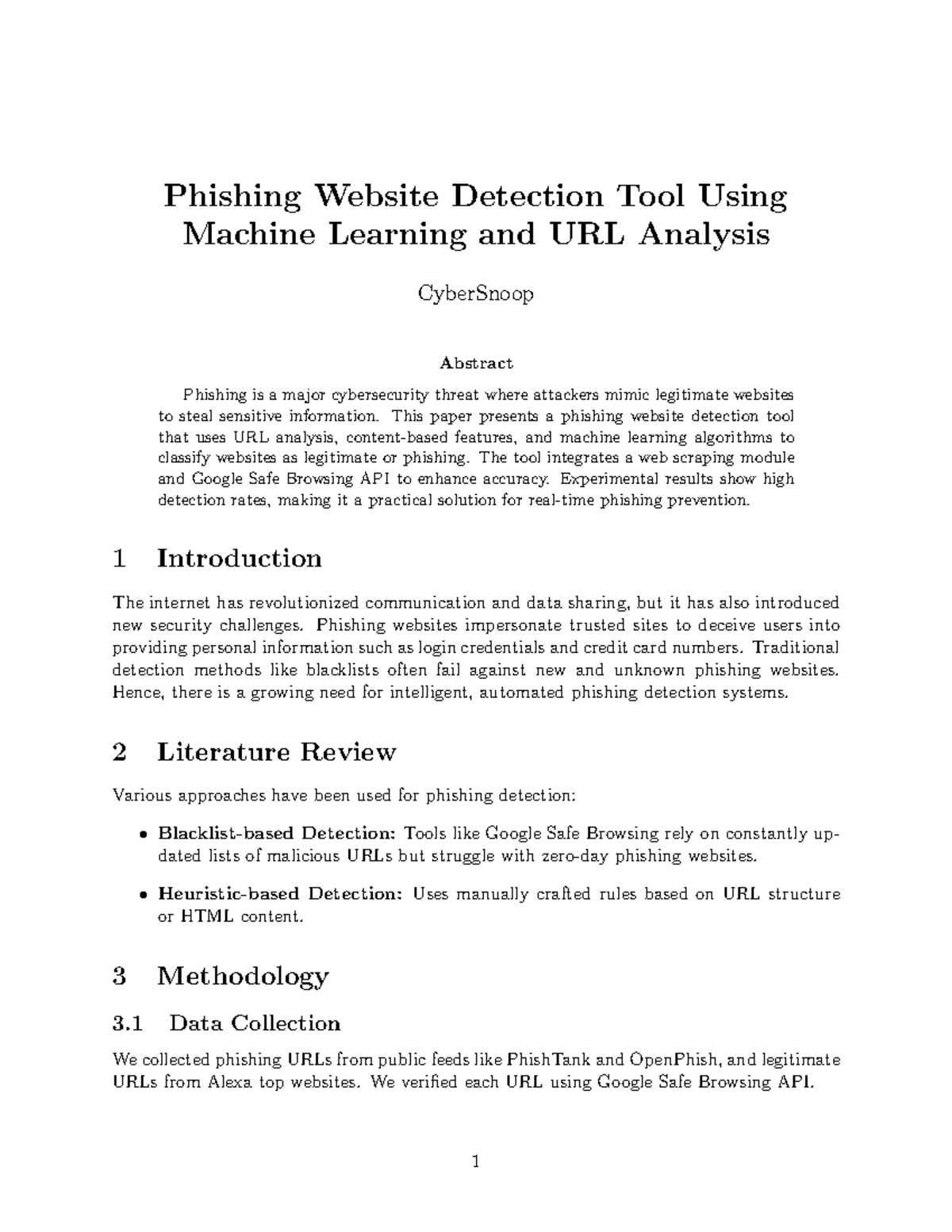 CyberSnoop: Phishing Detection Tool Using ML & URL Analysis - Studocu