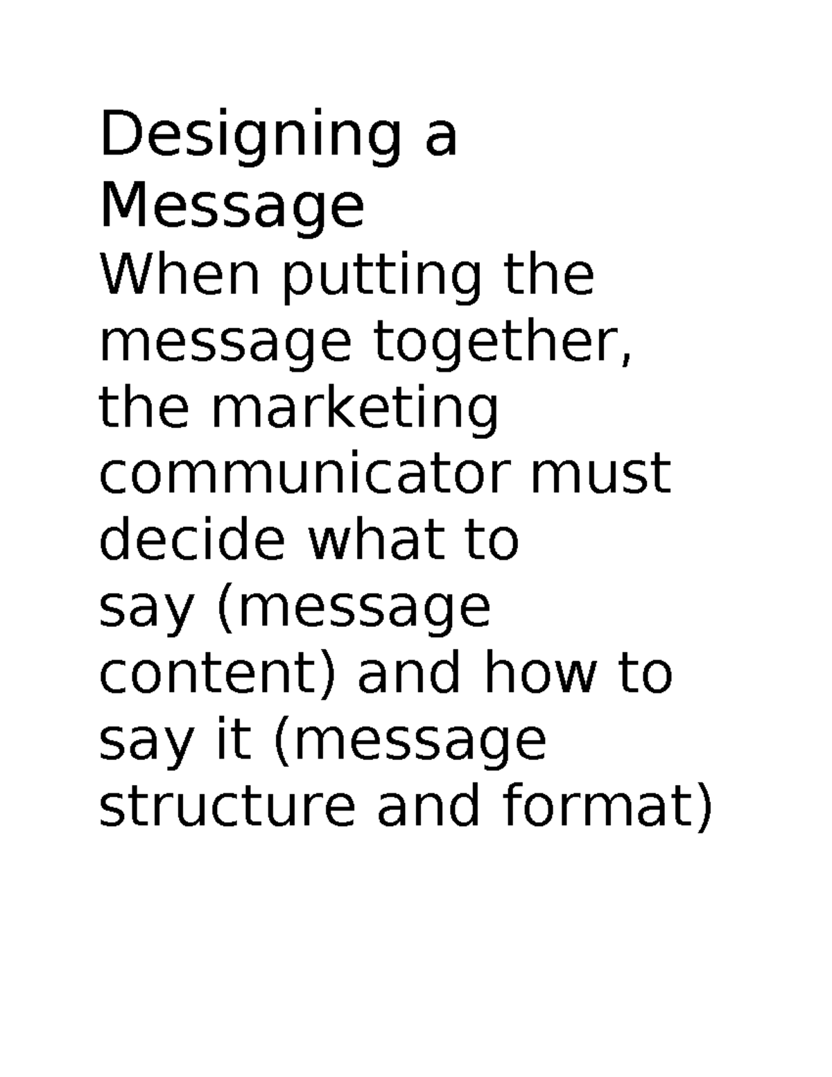 Designing a Message: Marketing Strategies - MKT101 - Studocu