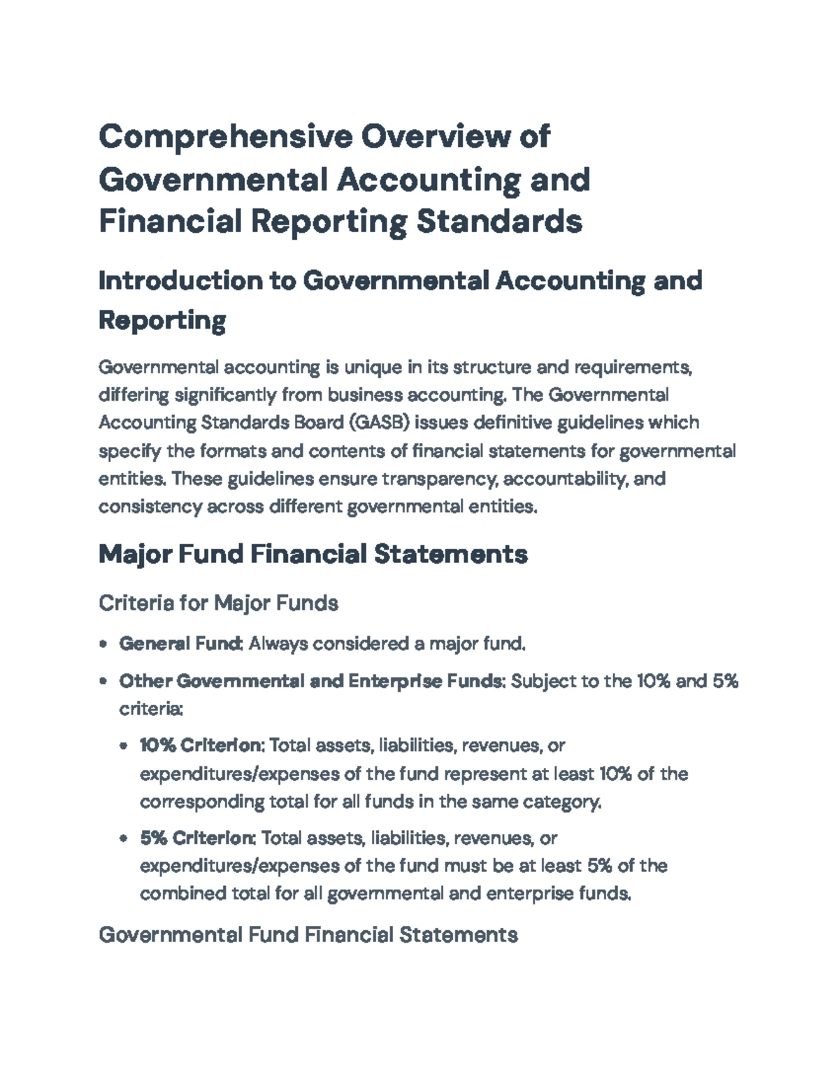 GASB 34 Detailed Notes for Governmental Financial Statements Overview ...
