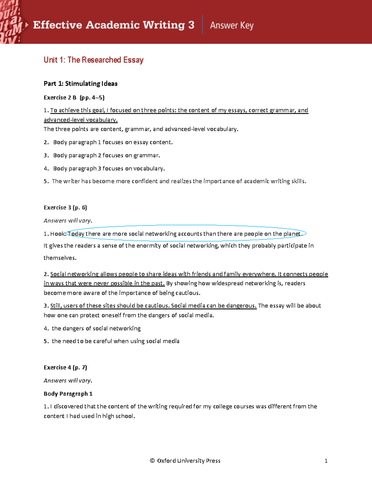 EAW3 Final Exam - Answer Key for Effective Academic Writing 3 - Studocu