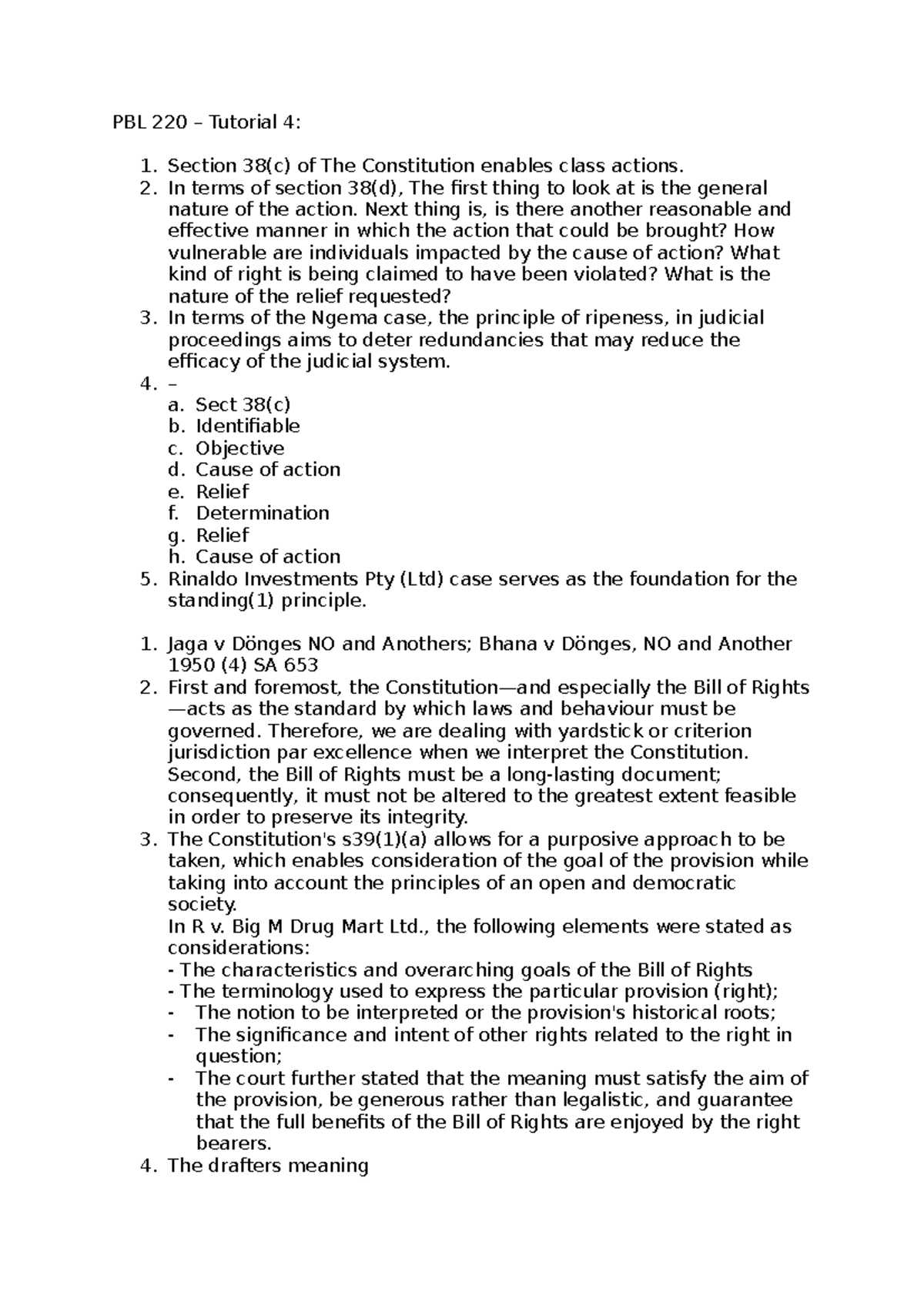 PBL 220 tut 3 answers - PBL 220 – Tutorial 4: 1. Section 38(c) of The ...