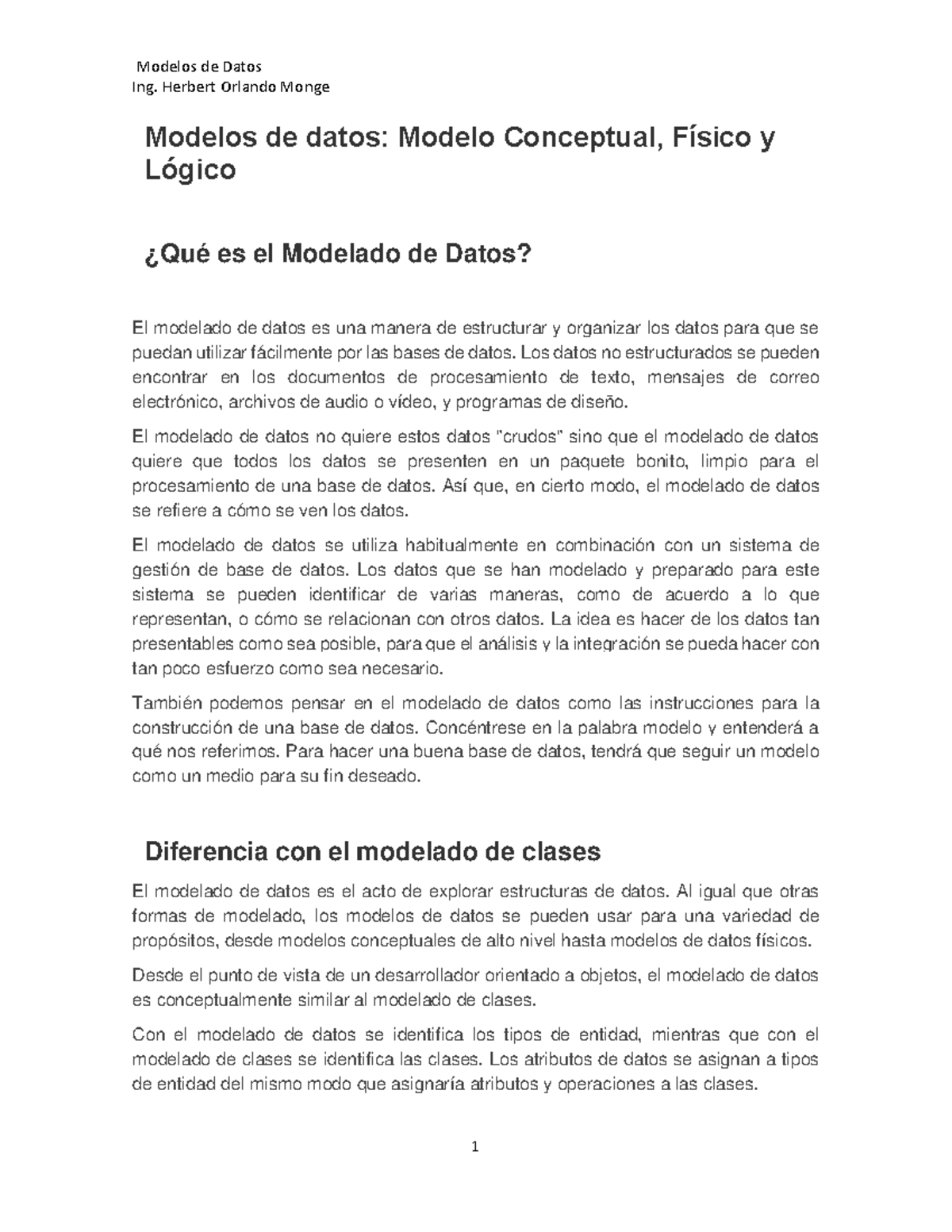 Modelos de Datos: Conceptual, Físico y Lógico - Ing. Herbert O. Monge ...