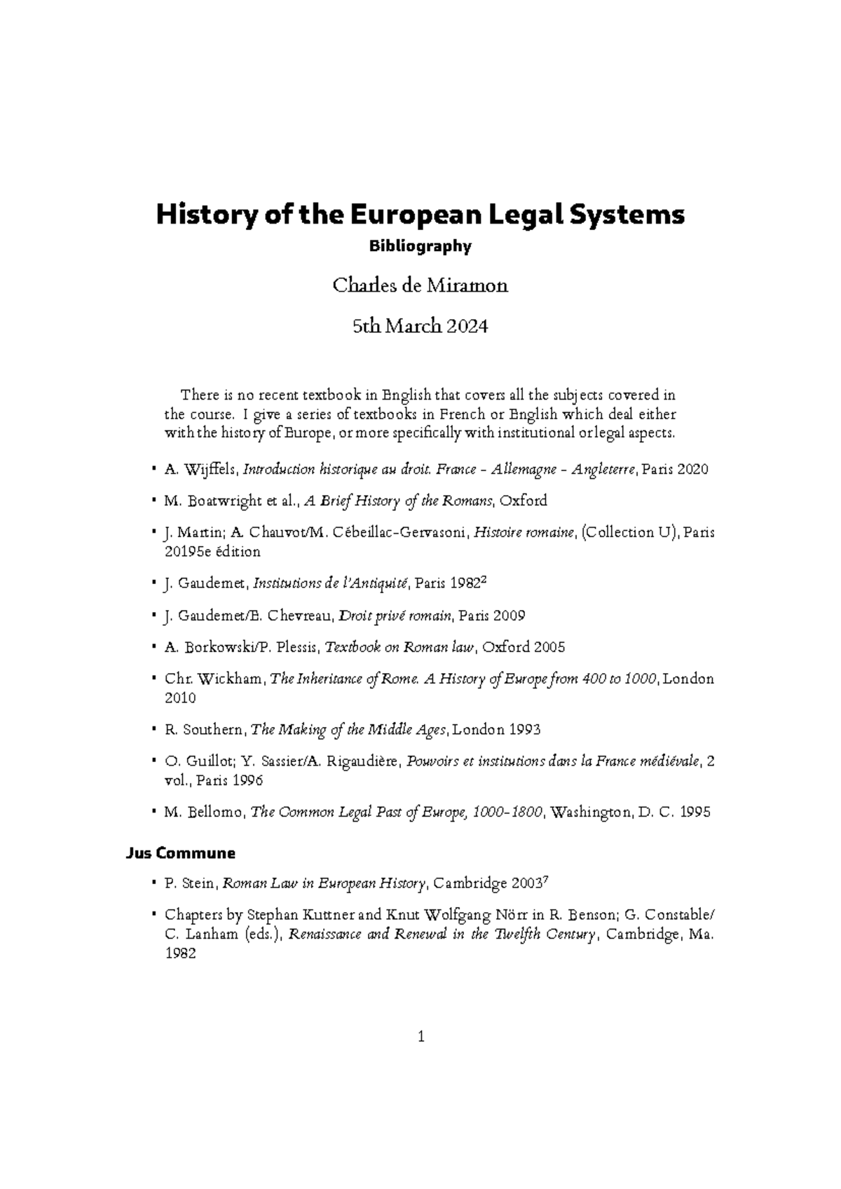 Bibliography - History of the European Legal Systems Bibliography ...