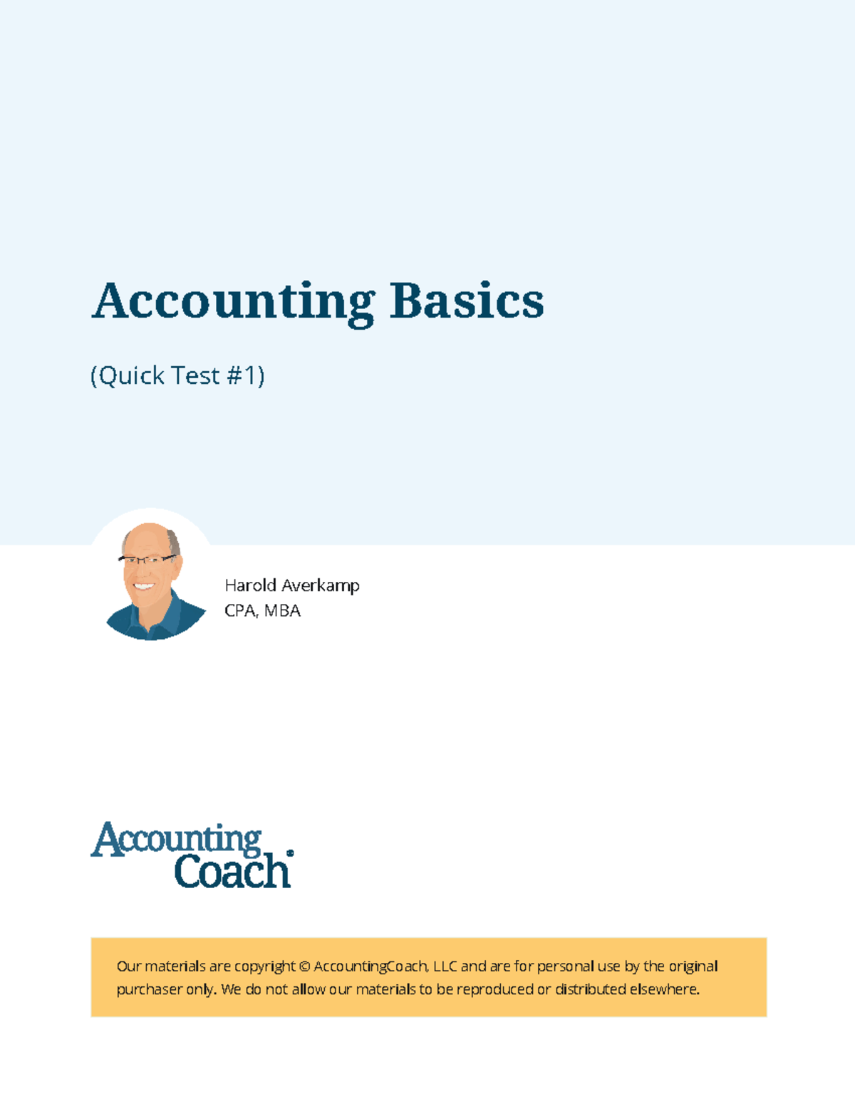 Accounting Basics Quick Test #1: A Study Guide for Students - Studocu