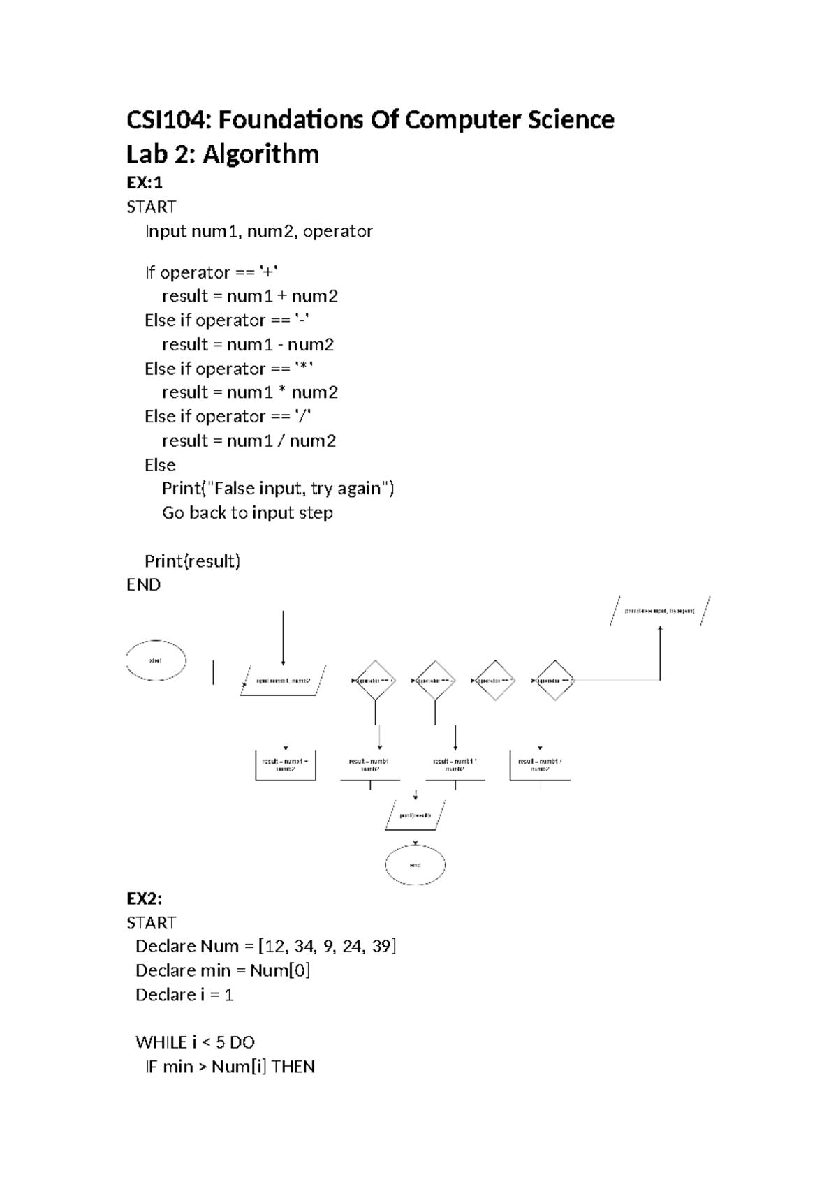 Doan Ngoc Duc Lab2 - LAB2 - CSI104: Foundations Of Computer Science Lab 2: Algorithm EX: START ...
