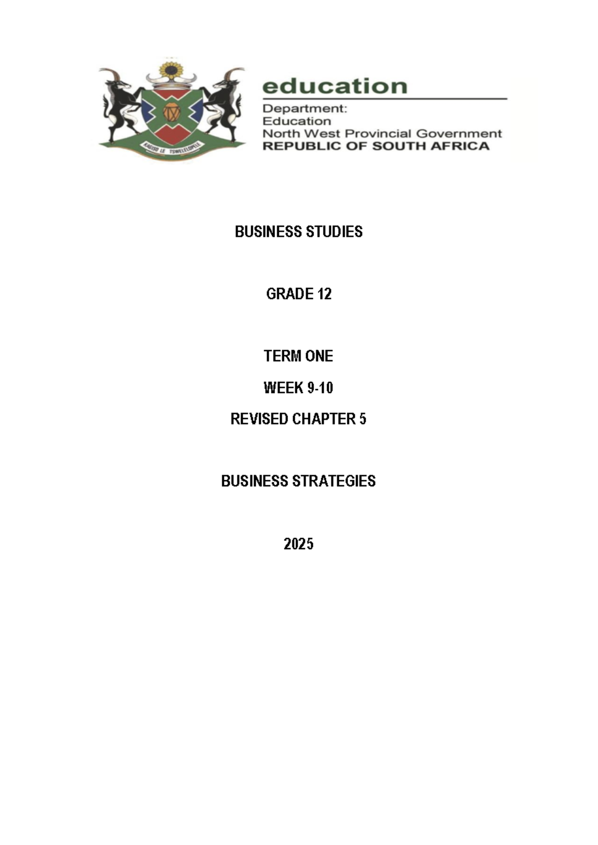 Grade 12 Business Strategies Notes (Final Exam) 2025 - Studocu