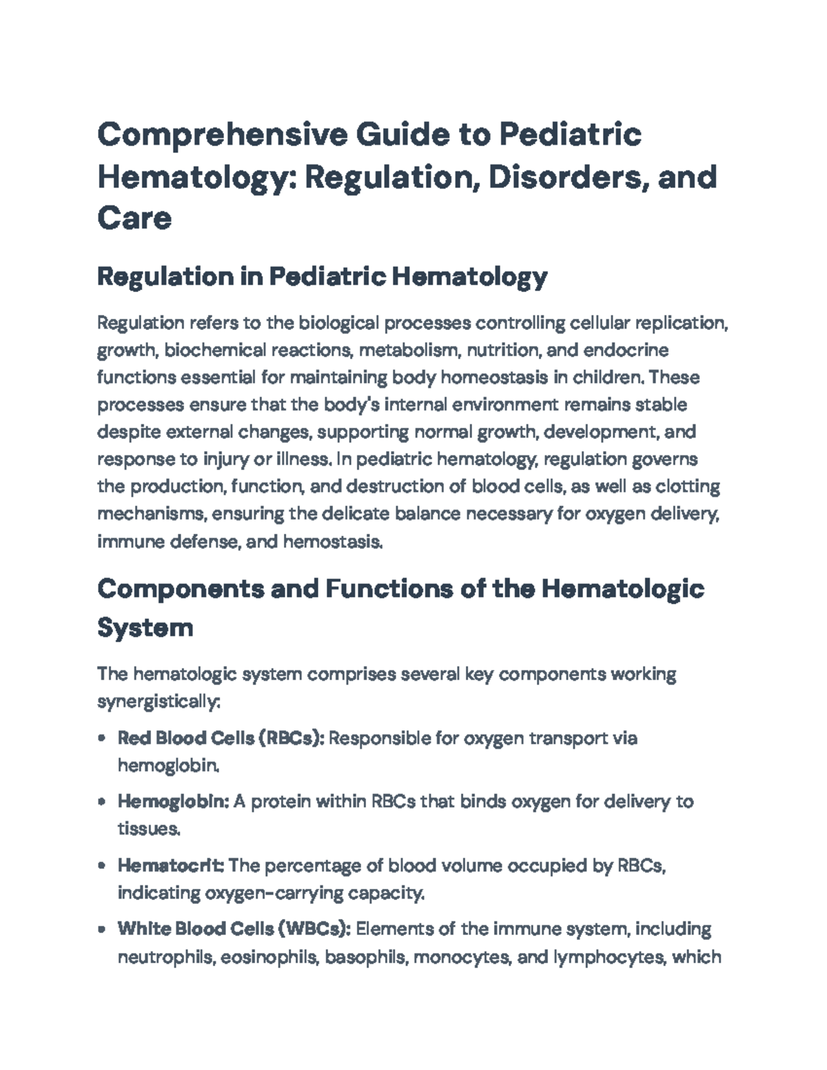 Comprehensive Guide to Pediatric Hematology (PEDS 101): Disorders ...