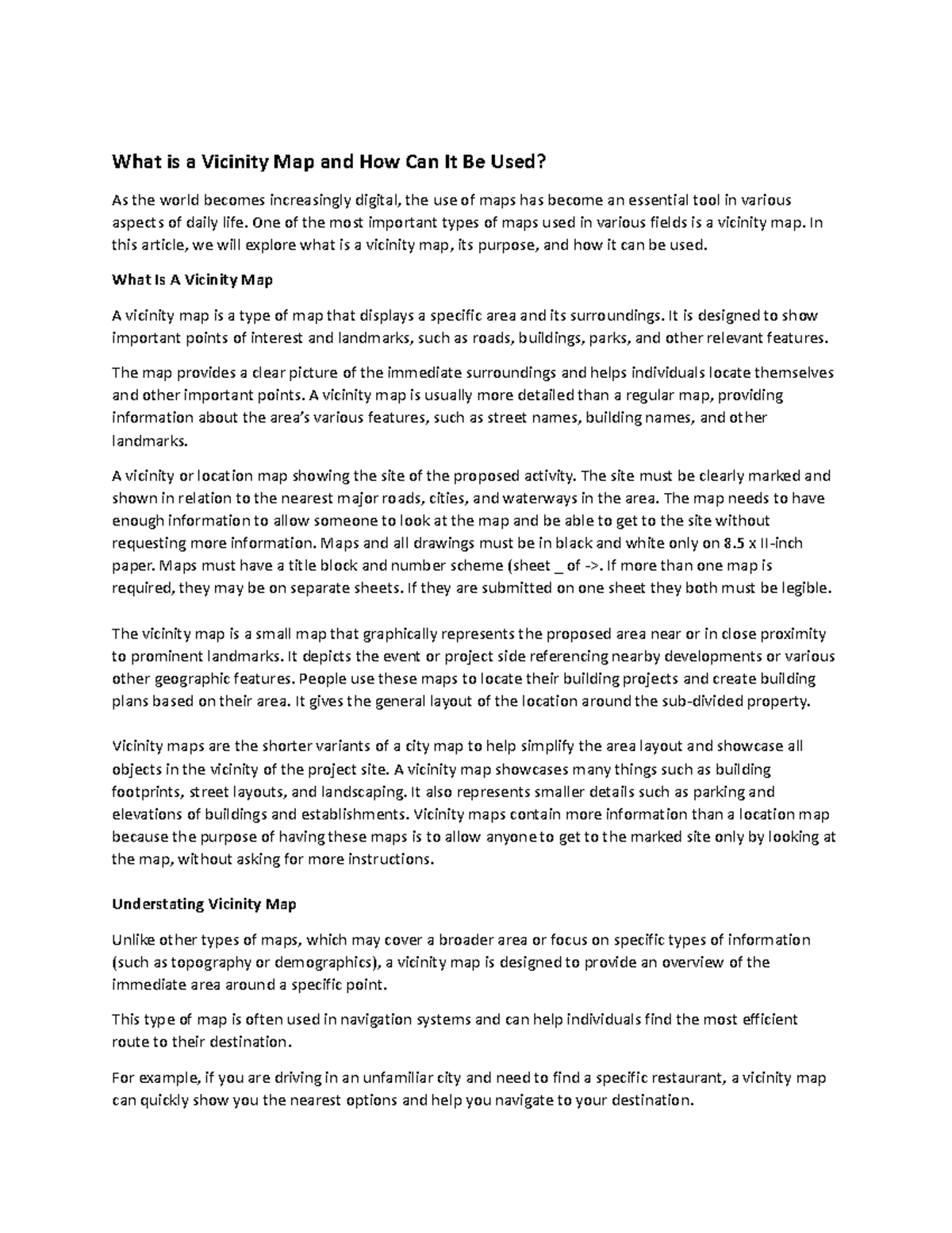 Understanding Vicinity Maps: Purpose, Benefits, and Uses - Studocu