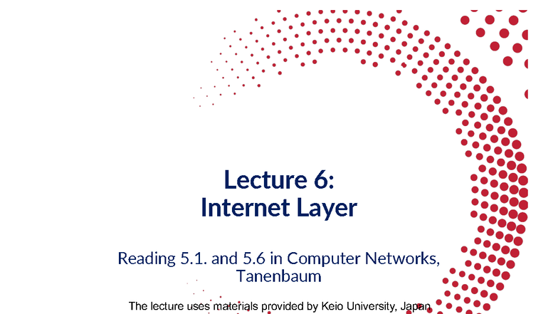 Lecture 6: Internet Layer Overview - Readings 5.1 & 5.6 in CN - Studocu