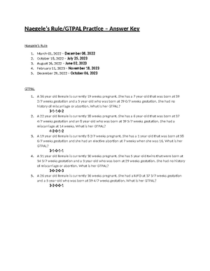 Naegeles Rule- Gtpal Practice - Naegele’s Rule 1. March 01, 2022 2 ...
