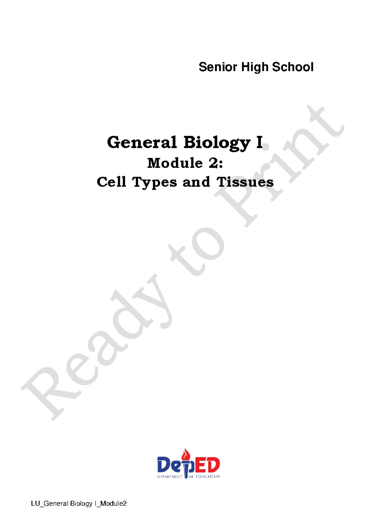 General Biology I M2: Cell Types and Tissues Lecture Notes - Studocu