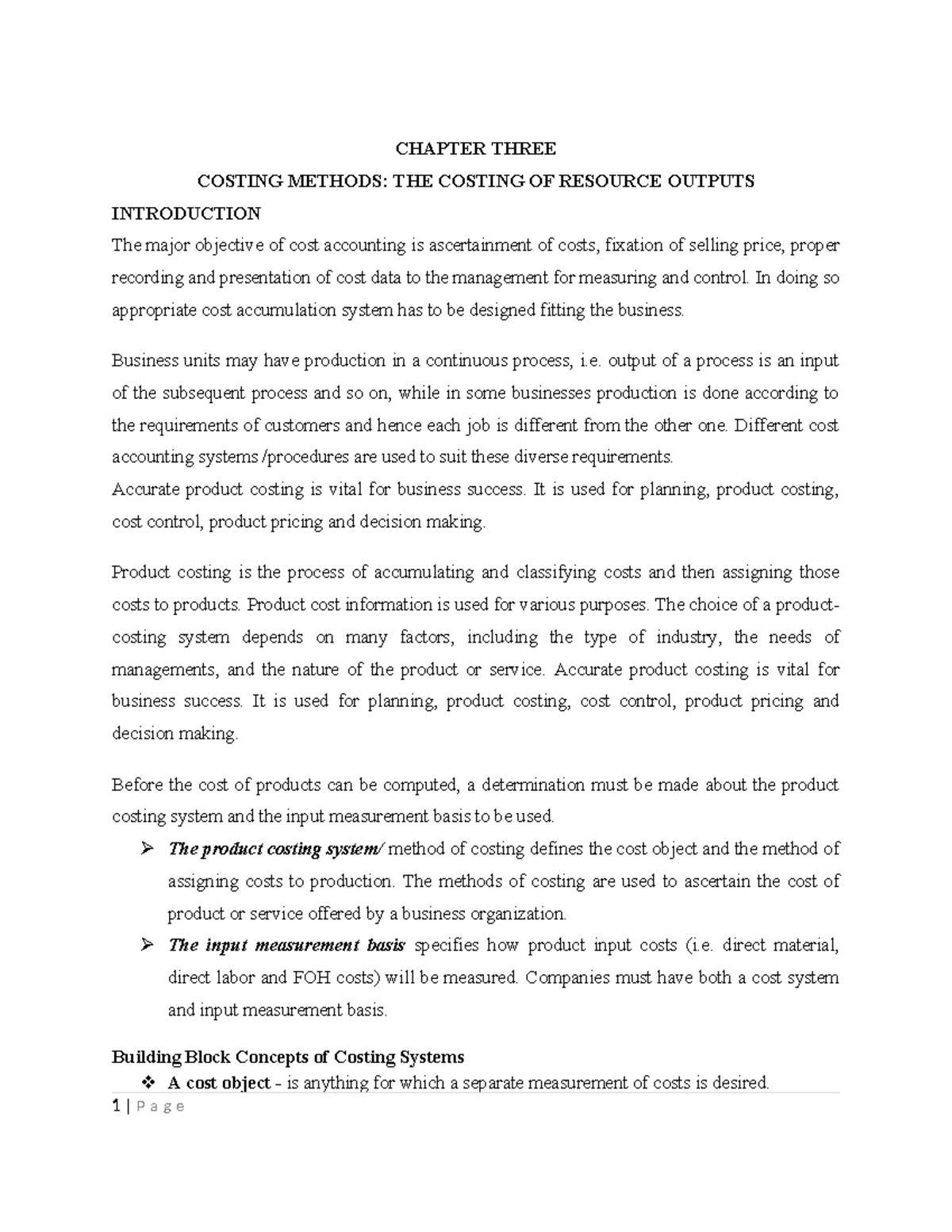 CHAPTER 3: COSTING METHODS IN COST AND MANAGEMENT ACCOUNTING - Studocu