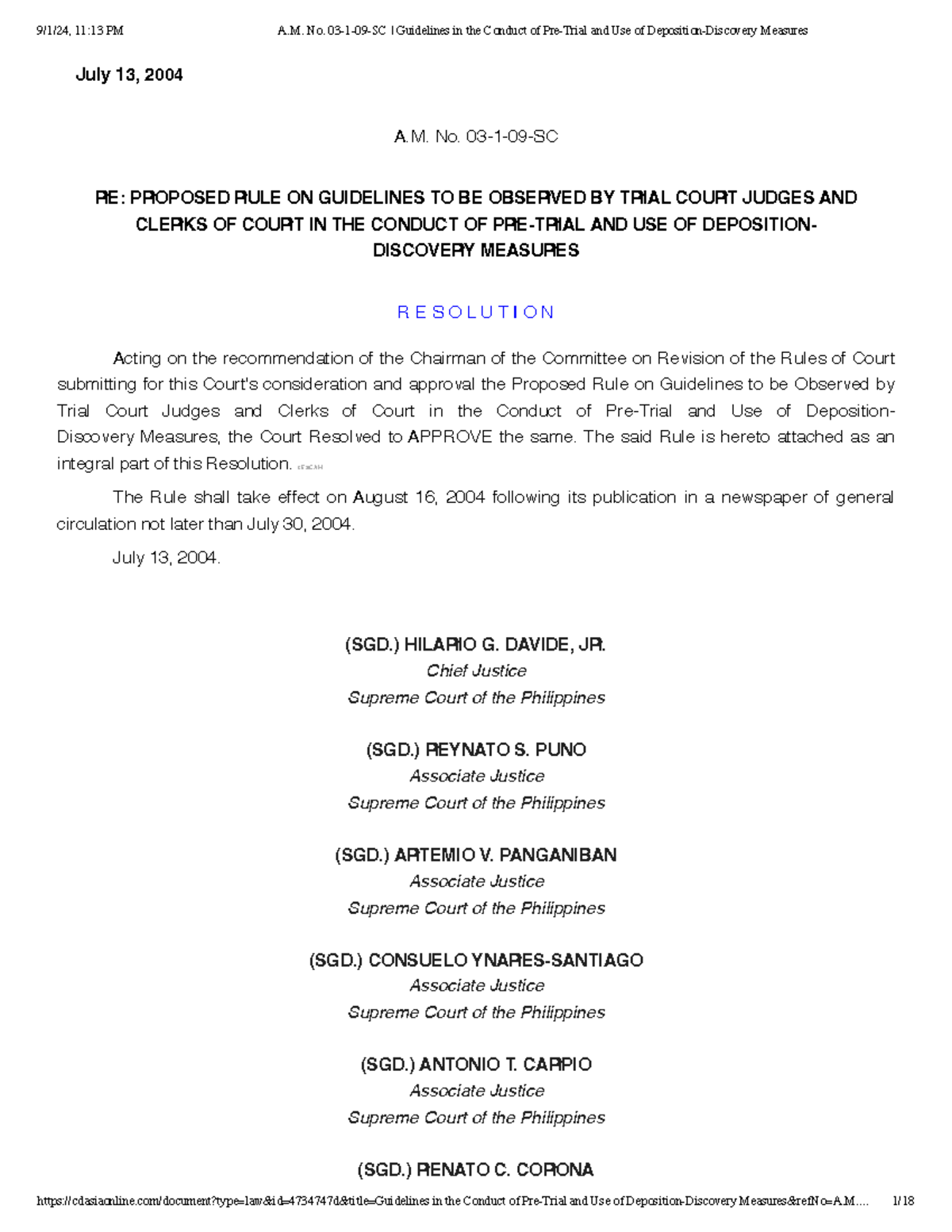 A.M. No. 03-1-09-SC Pre-Trial Guidelines for Trial Courts & Clerks ...