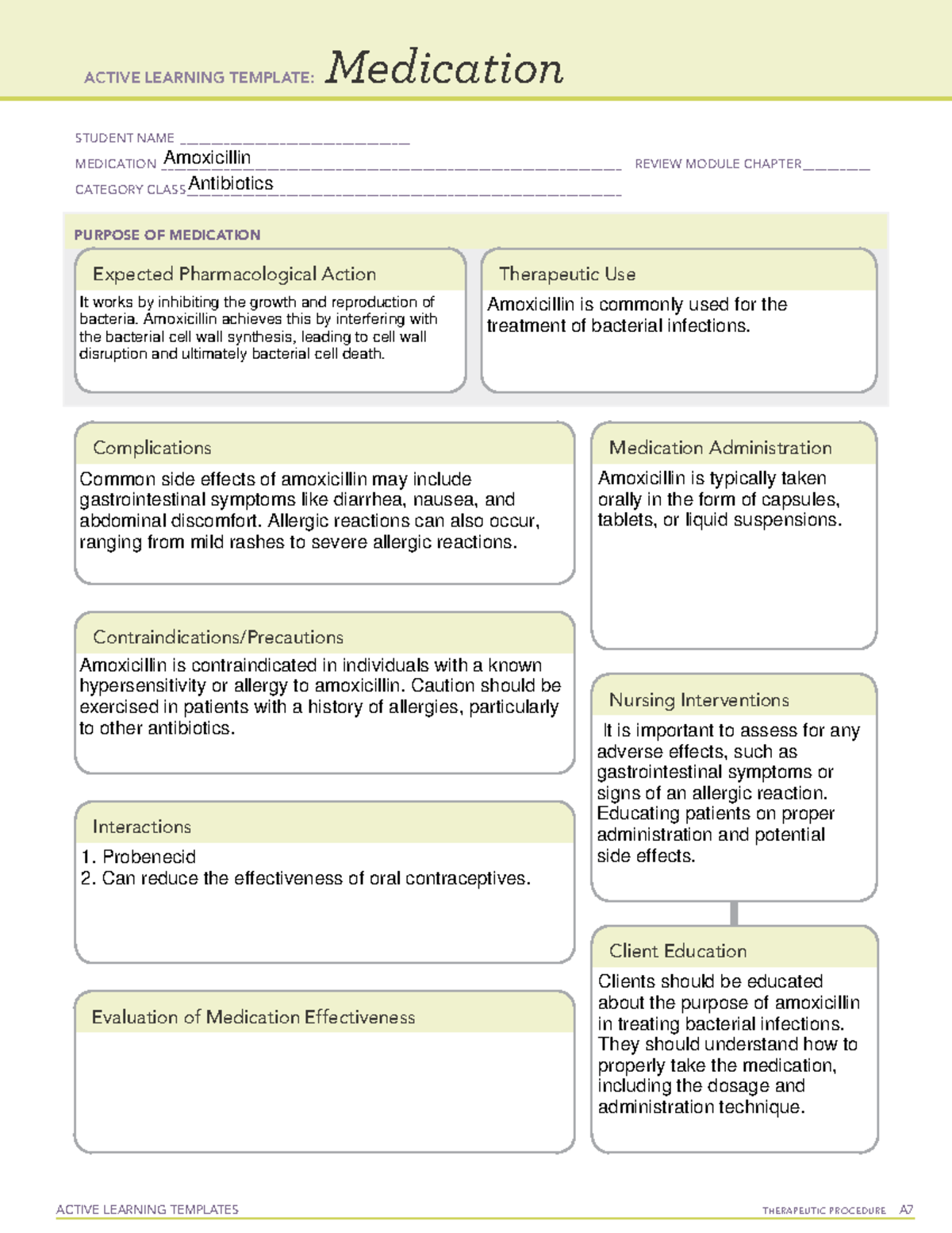 Amoxicillin Active Learning Template - ACTIVE LEARNING TEMPLATES ...