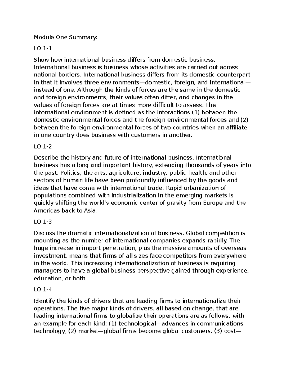 Global Business 390 Midterm Study Notes: Key Concepts & Summaries - Studocu